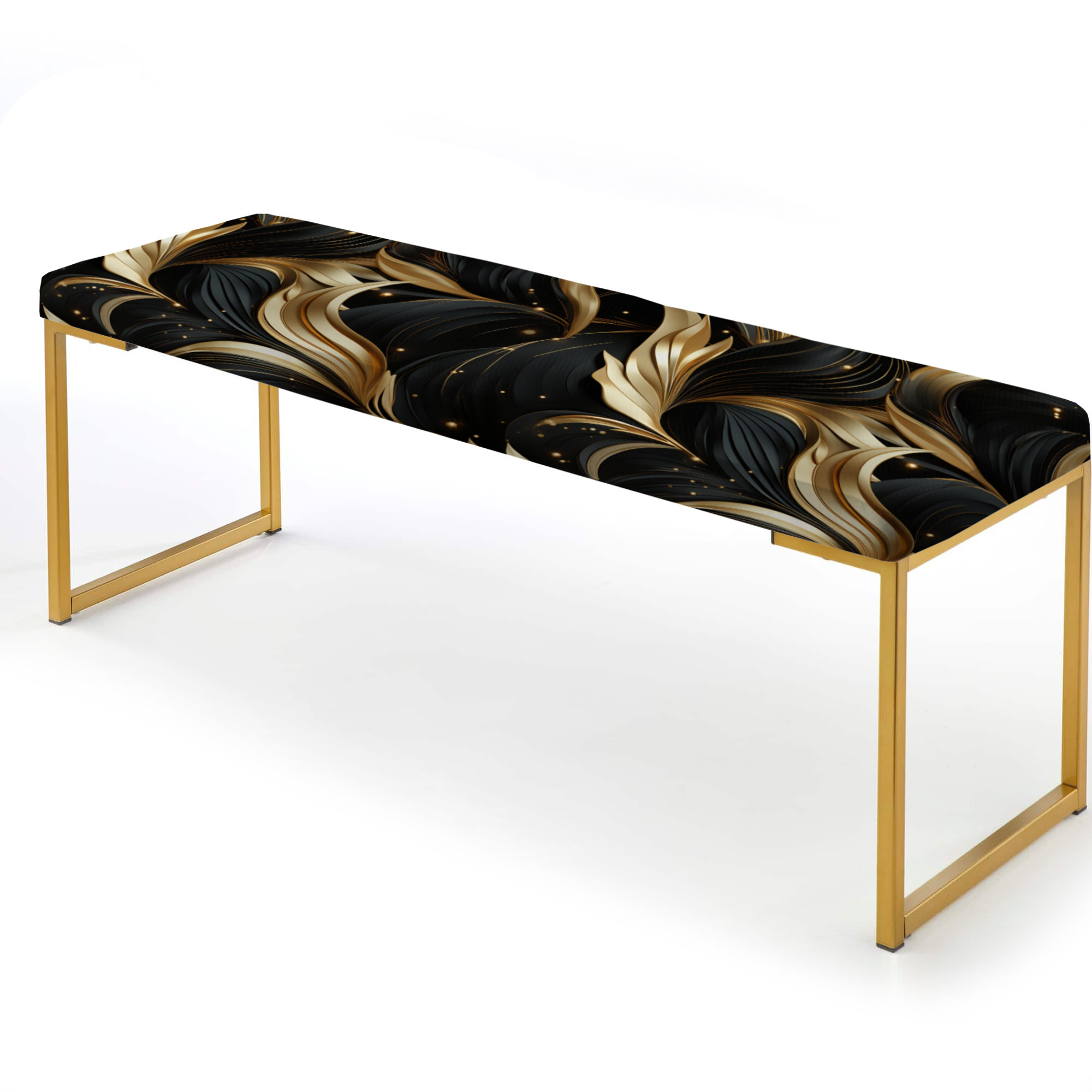 Design Art Midnight Charm Gold And Black III - Marble Upholstered Gold ...