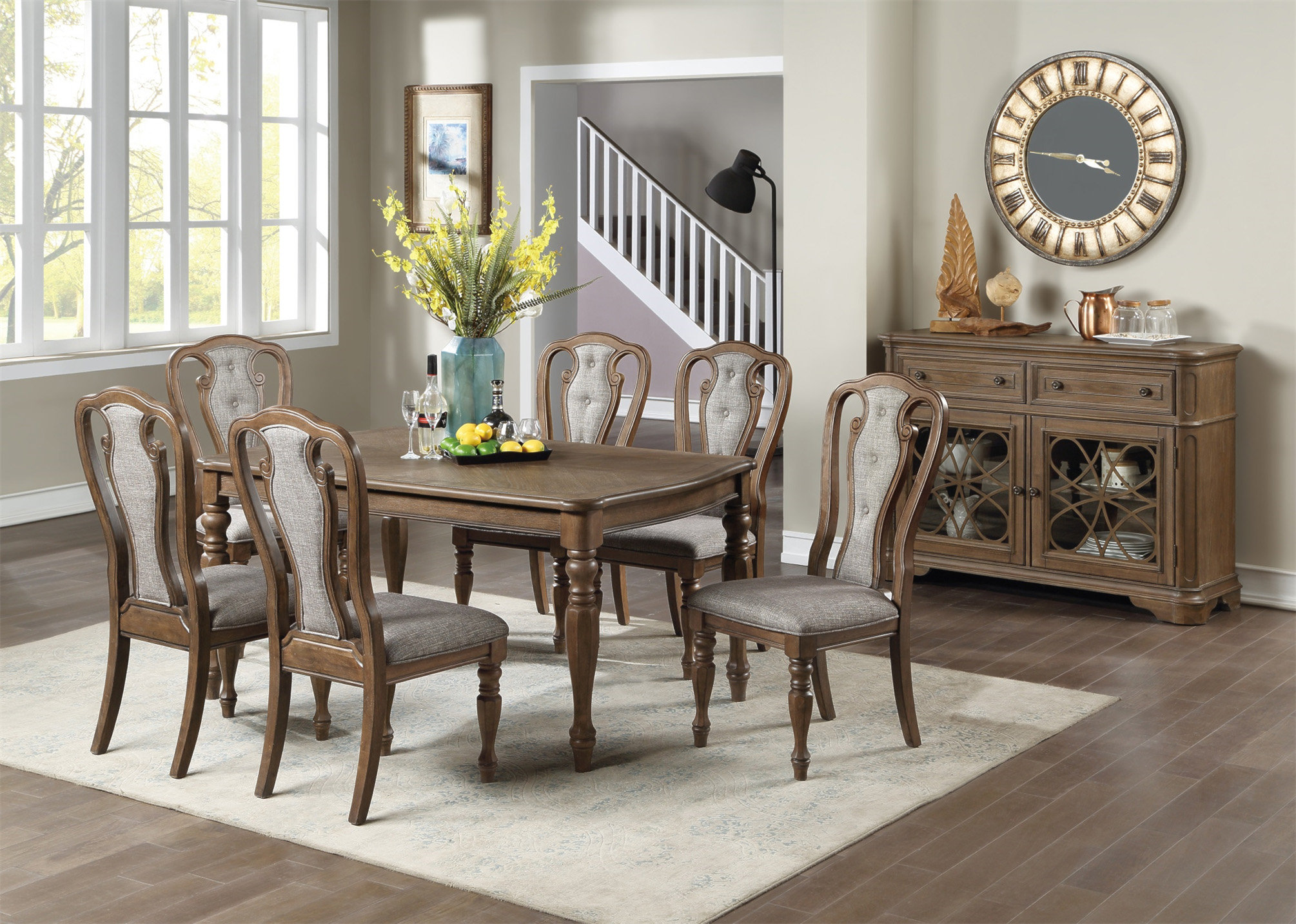 Canora Grey Transitional Style 7Pc Dining Set Dining Table 6Xside ...