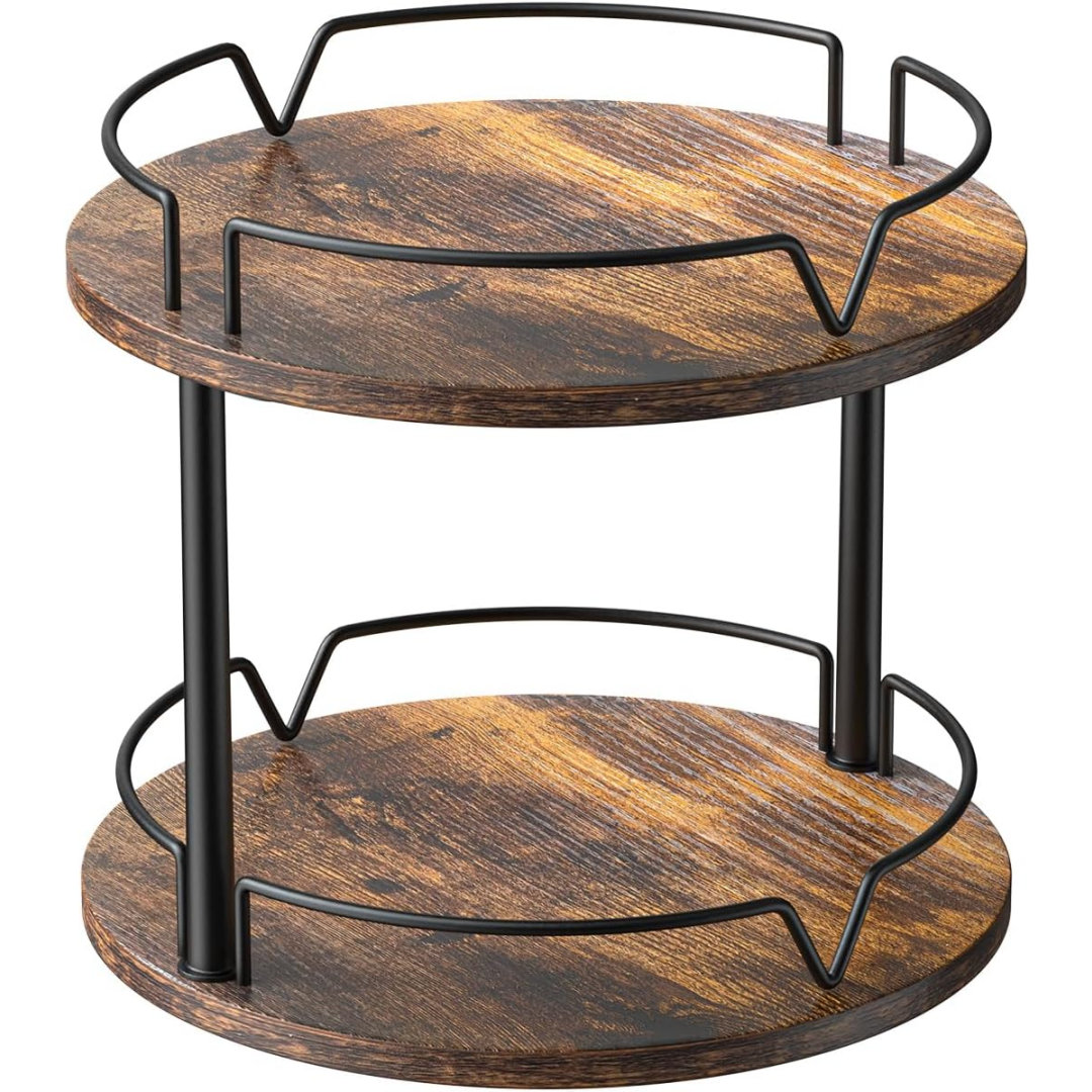 Ophelia & Co. 12" Wood Lazy Susan, Rotating Spice Rack, 2 Tier Spice ...