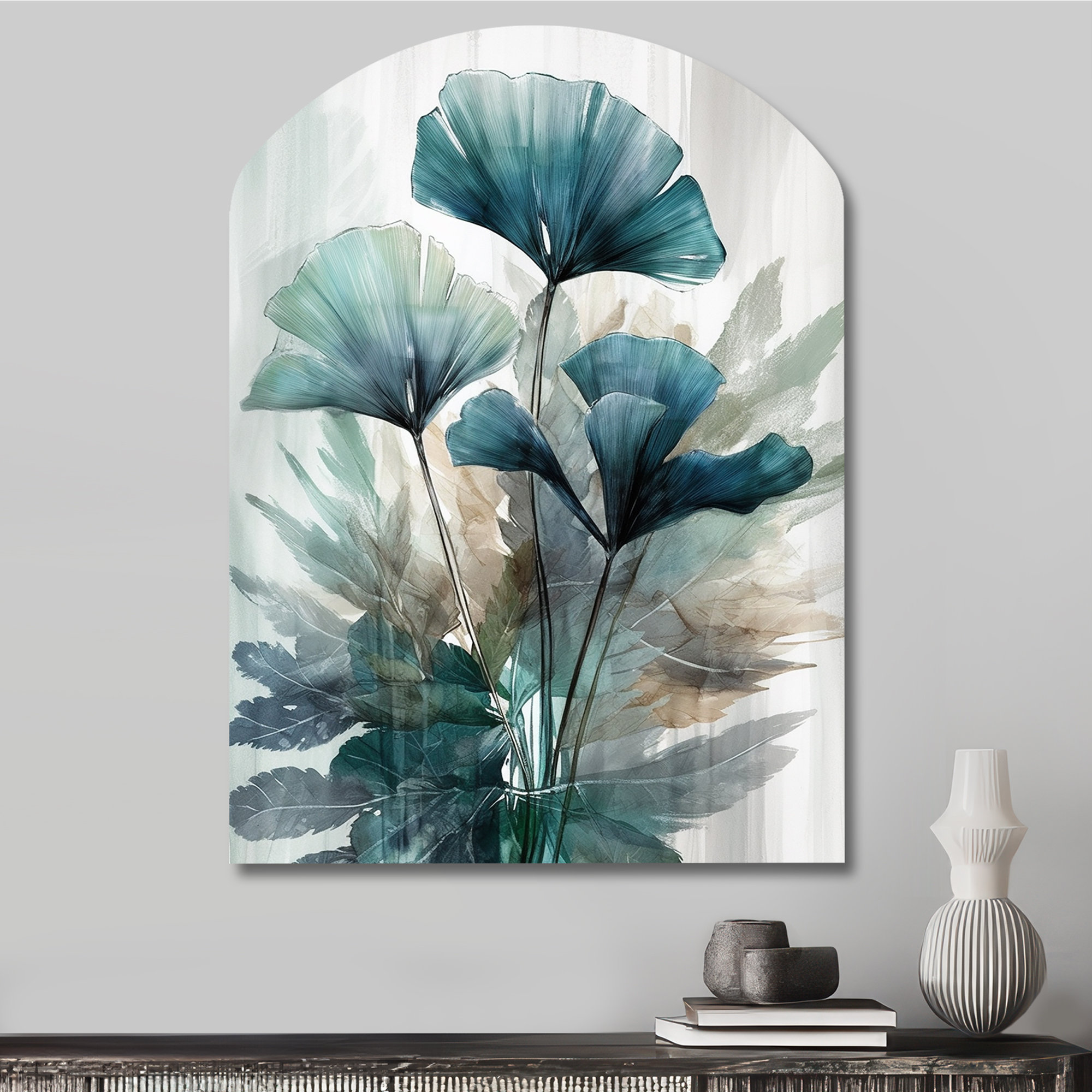 Design Art Tropical Palm Leaves Ginkgo II - Palms & Palm Trees Arch ...