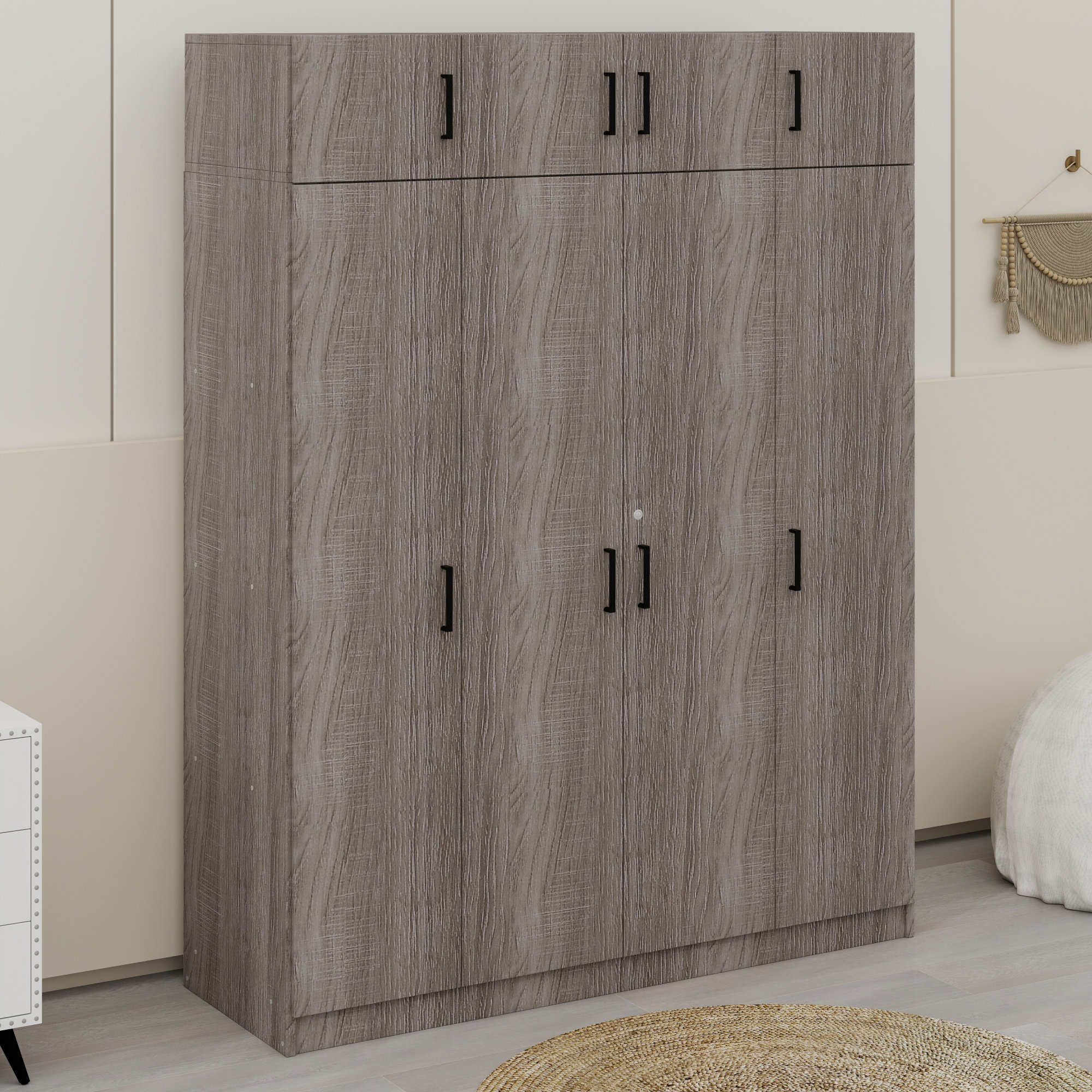 Union Rustic 4-Door Wardrobe With 1 Drawer And Top Cabinet | Wayfair
