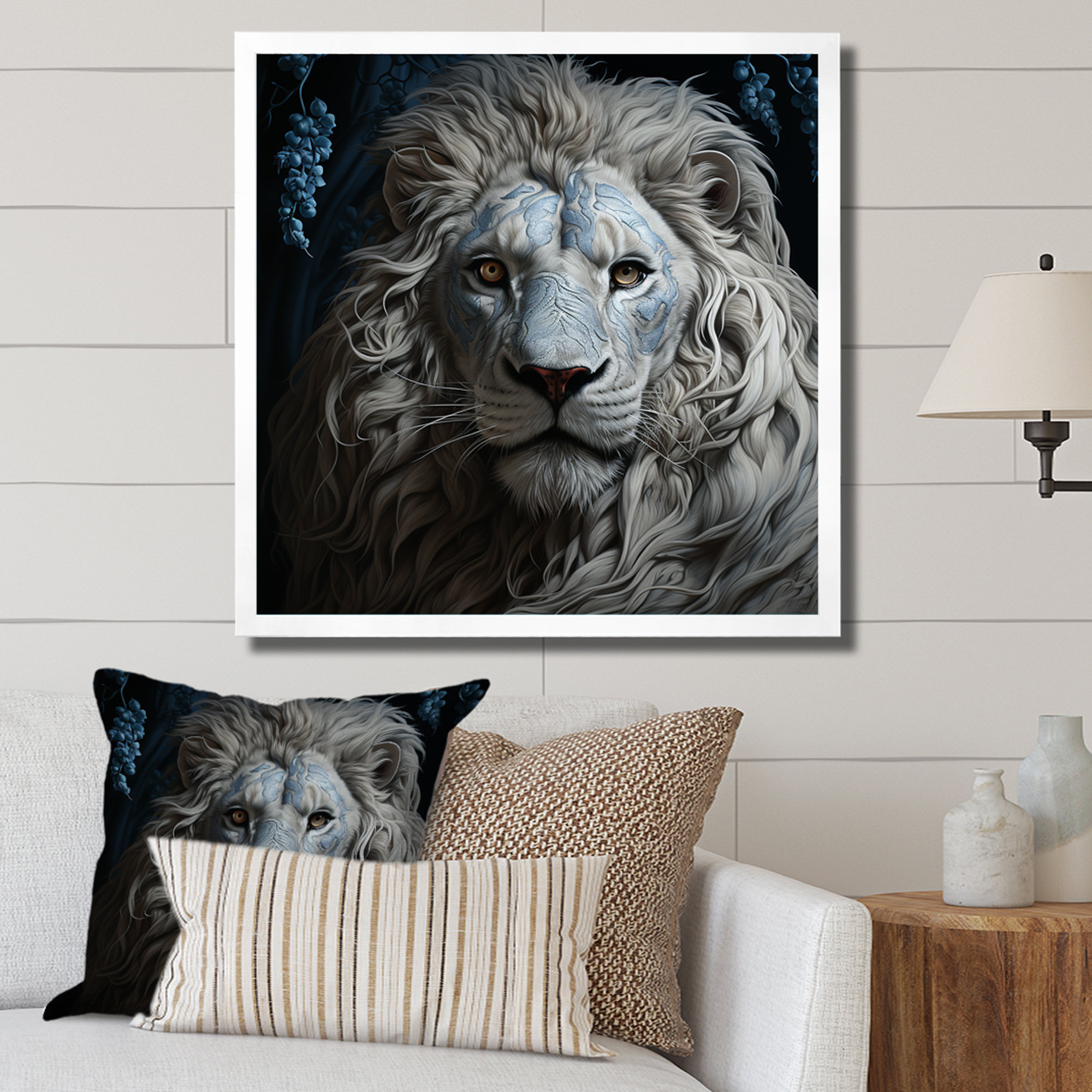 Dakota Fields Grey Luminescent Lion - Lion Animal Wall Decor | Wayfair