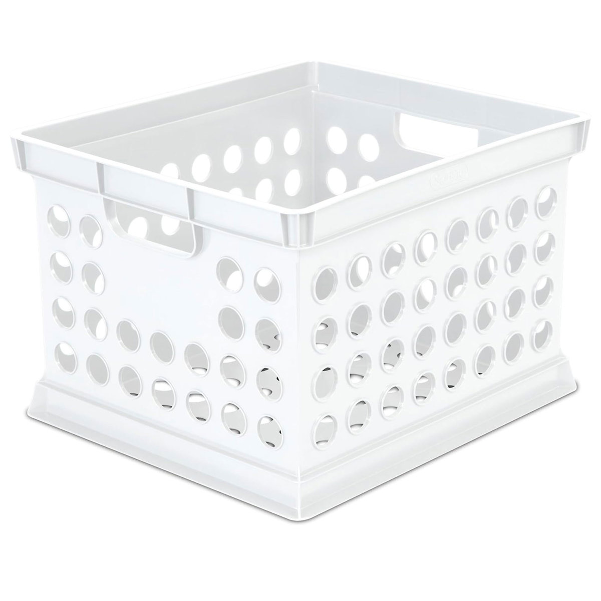 Sterilite Stackable Plastic Storage Open Crate Bin Organizer Box, White ...
