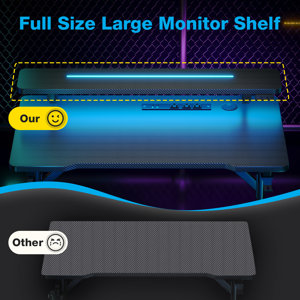 Inbox Zero Gaming Desk With Led Lights,computer Desk With Recessed ...