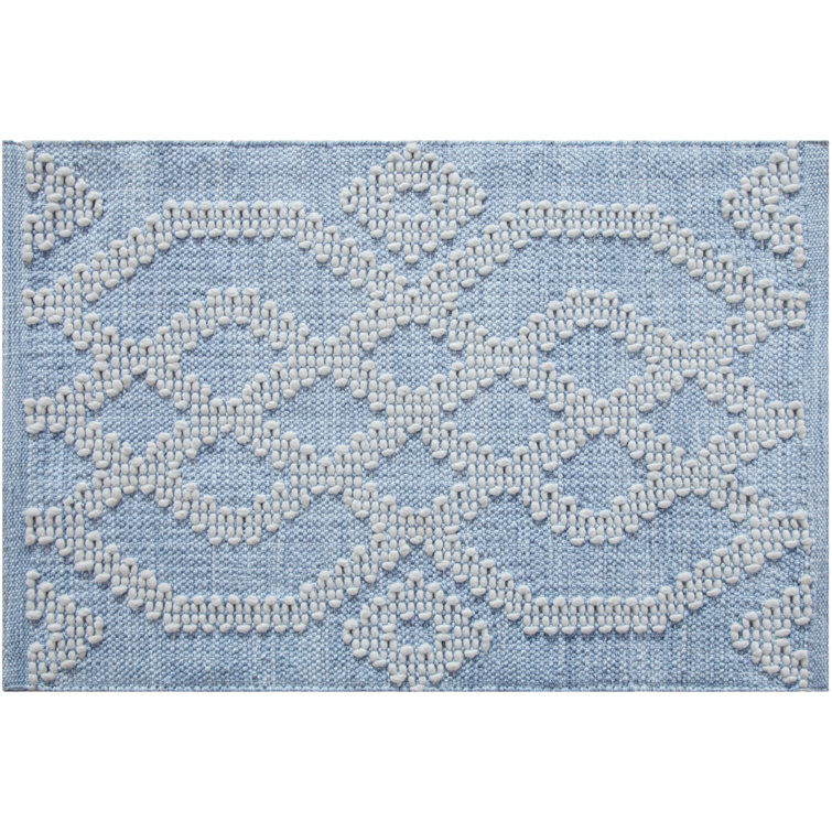 CompanyC Cable Geometric Handwoven Blue Indoor / Outdoor Use Area Rug ...