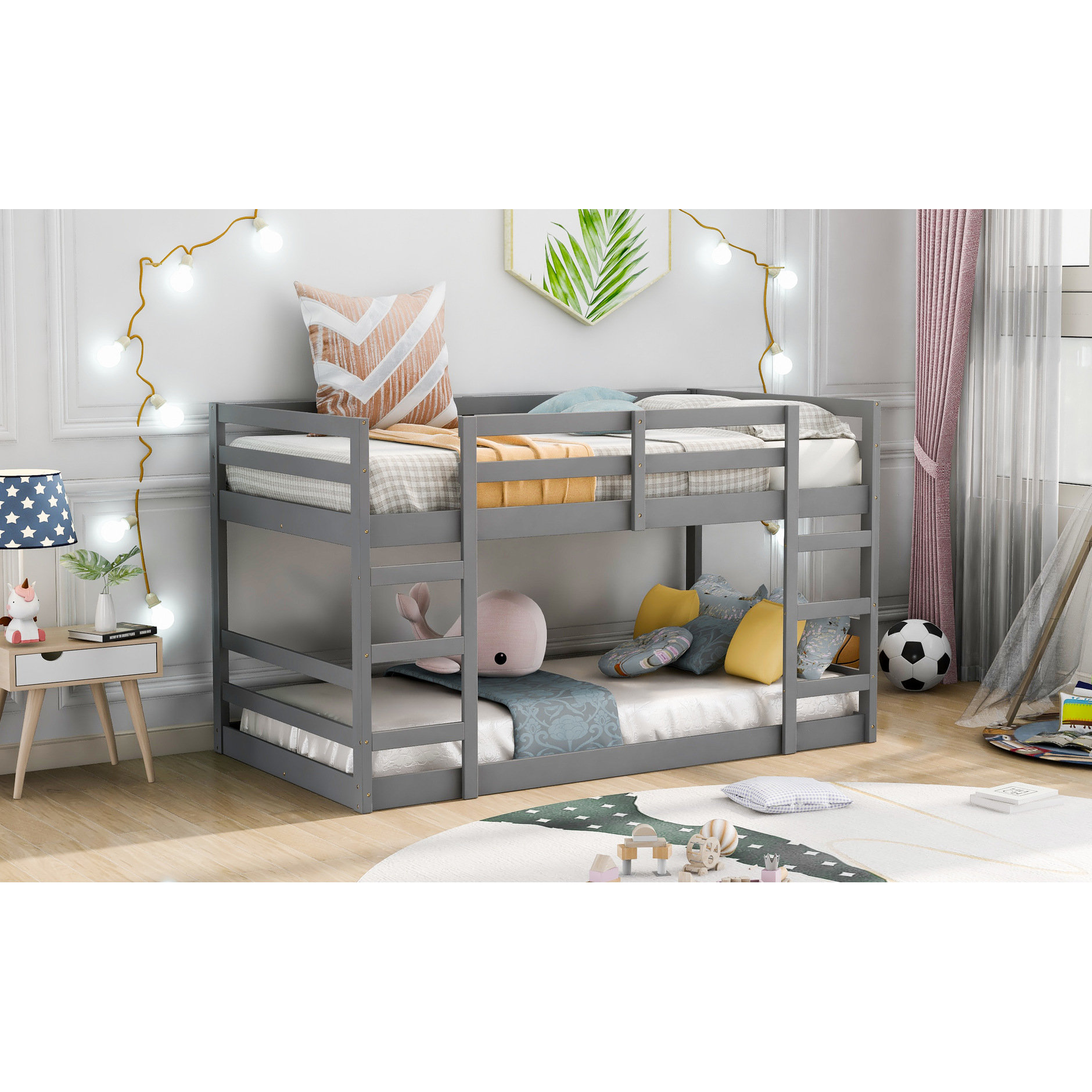 Ophelia & Co. Twin Over Bunk Bed In Grey Colour With , Solid Pine Legs ...