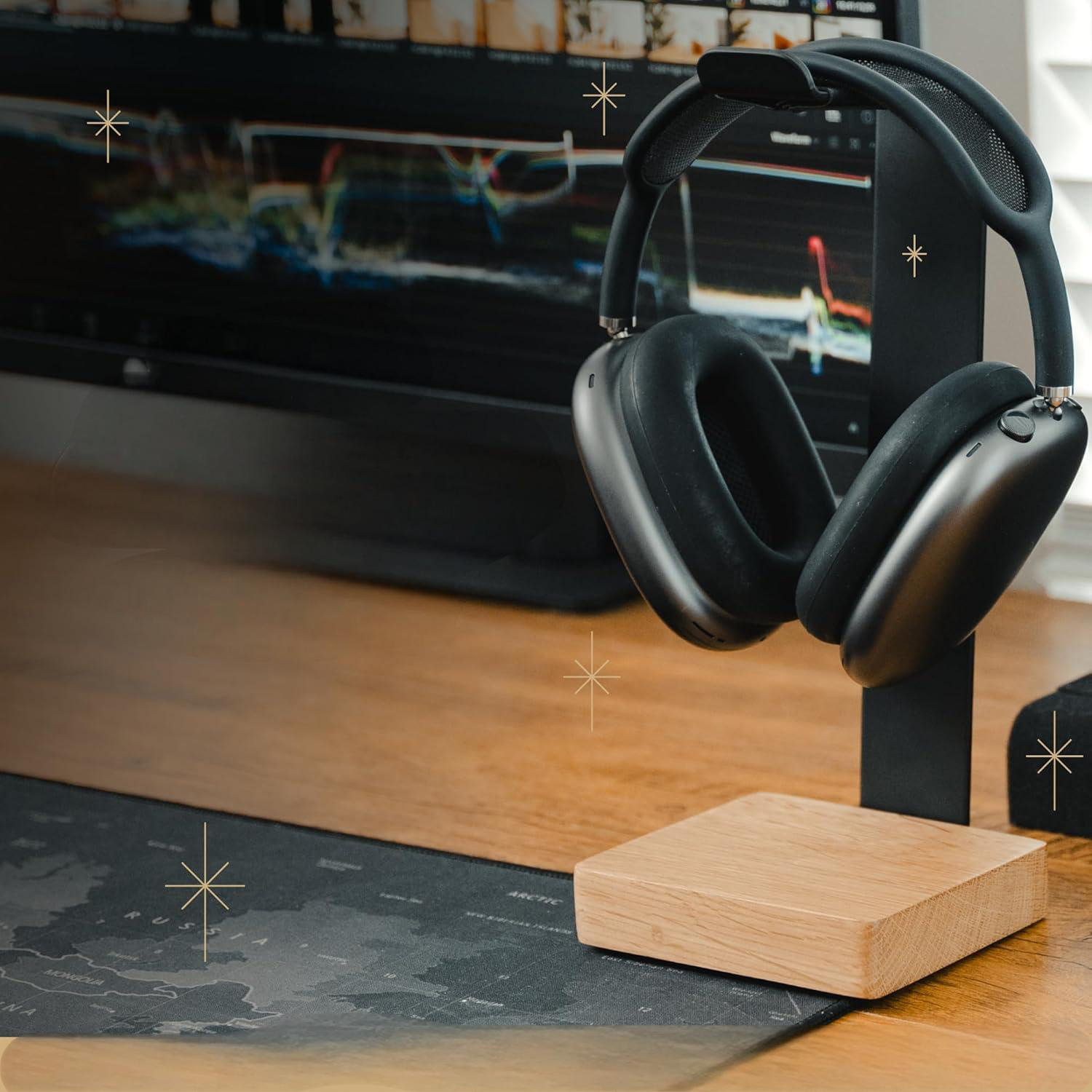 Winston Porter Solid Wood Headset Stand For Desk,Solid Walnut | Wayfair