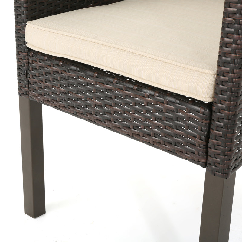 Winston Porter Amarveer All Weather Wicker Dining Armchair with Cushion ...