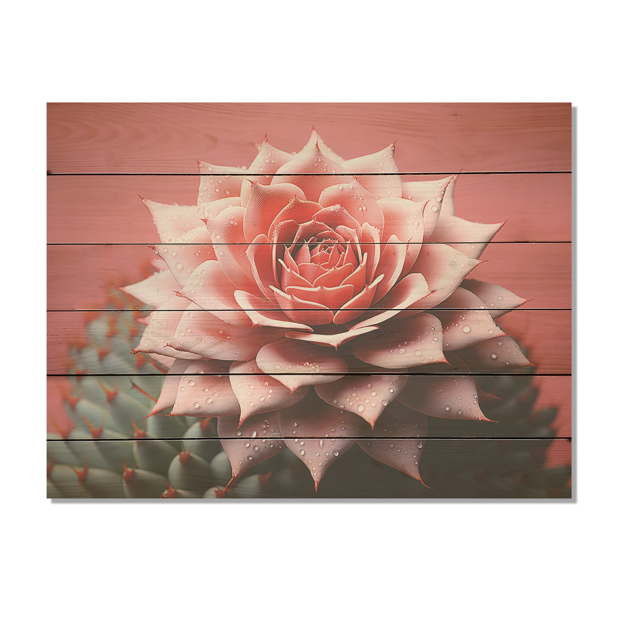 Lark Manor™ Cactus Rose Resilience - Cactus Wood Wall Art On Natural ...