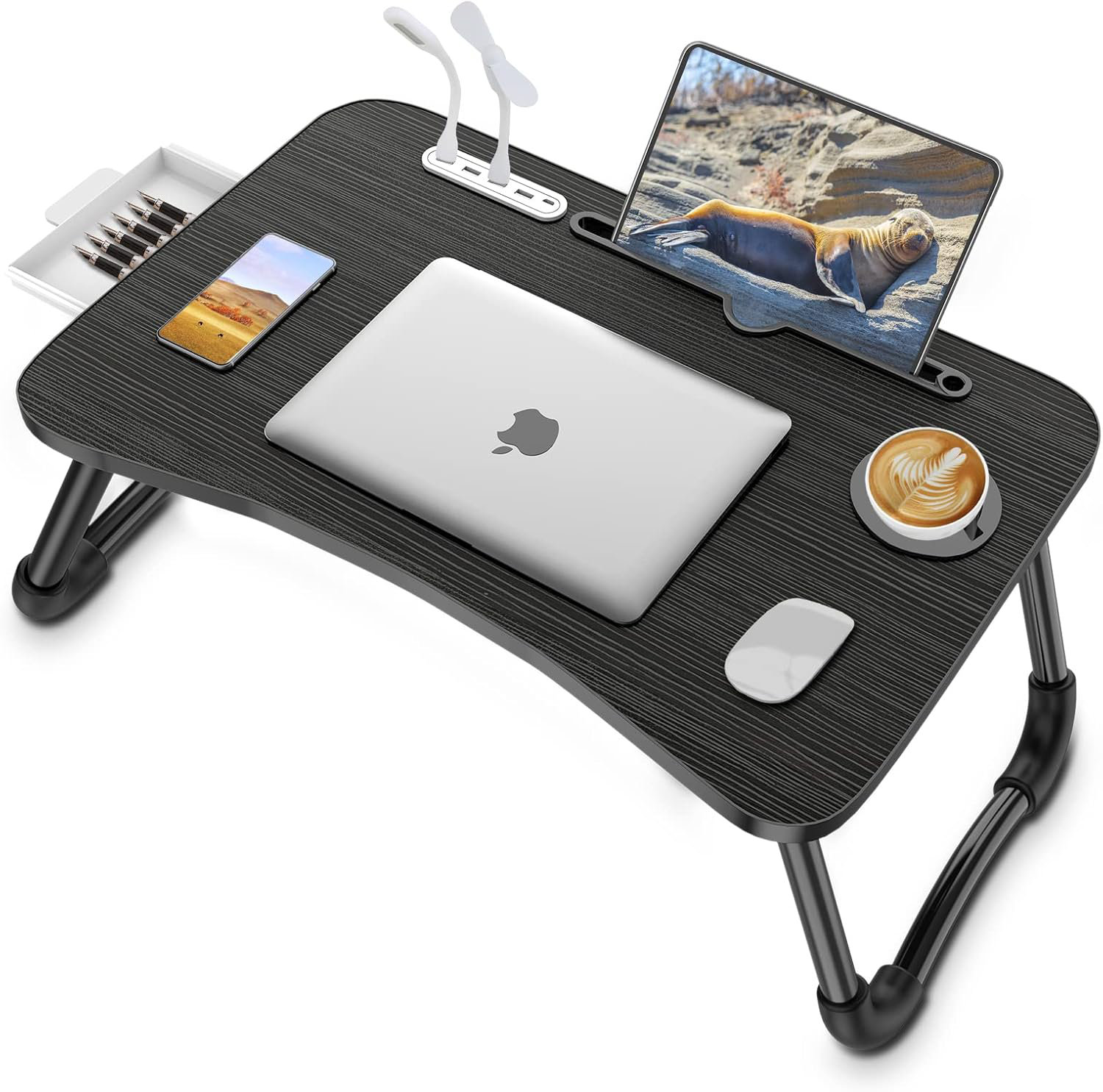 Inbox Zero Laptop Lap Desk, Foldable Laptop Tray With 4 USB Ports ...