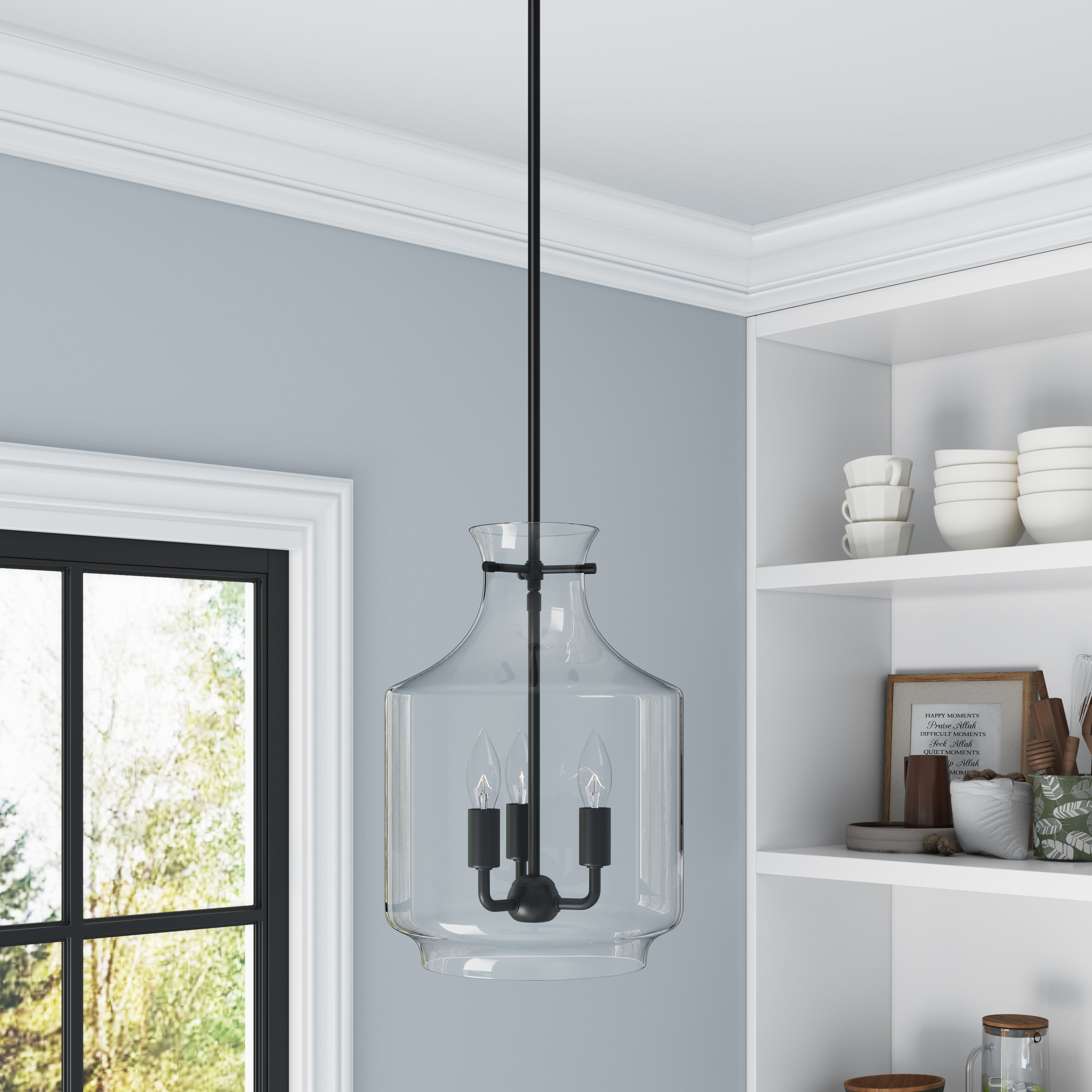 Ivy Bronx Rigell 4 Light Pendant Light in Modern Gold with Clear Glass ...