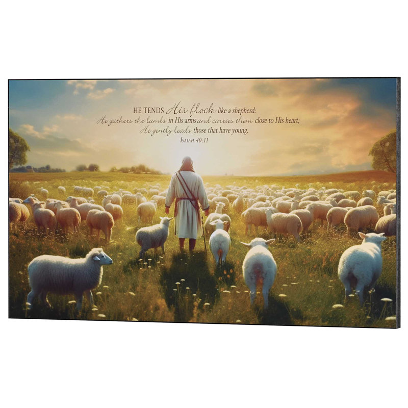 Charlton Home® Wall Plaque Jesus & His Sheep Isa. 40:11 | Wayfair