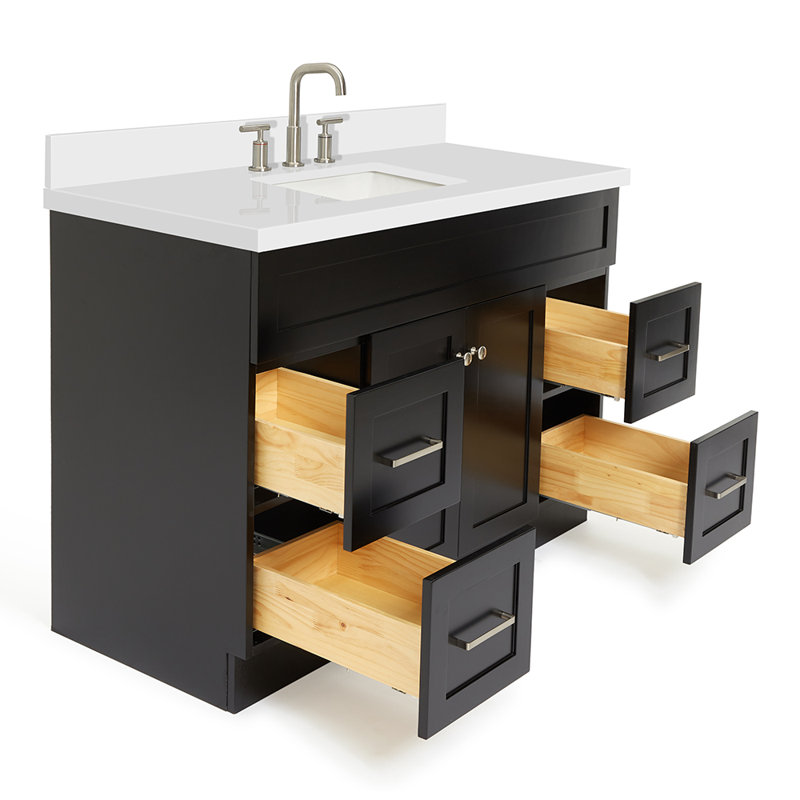 Winston Porter Westman 49'' Single Bathroom Vanity with White Quartz ...