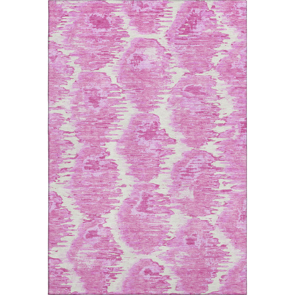Bungalow Rose Premium Machine Washable Prisco Pink Rug | Wayfair