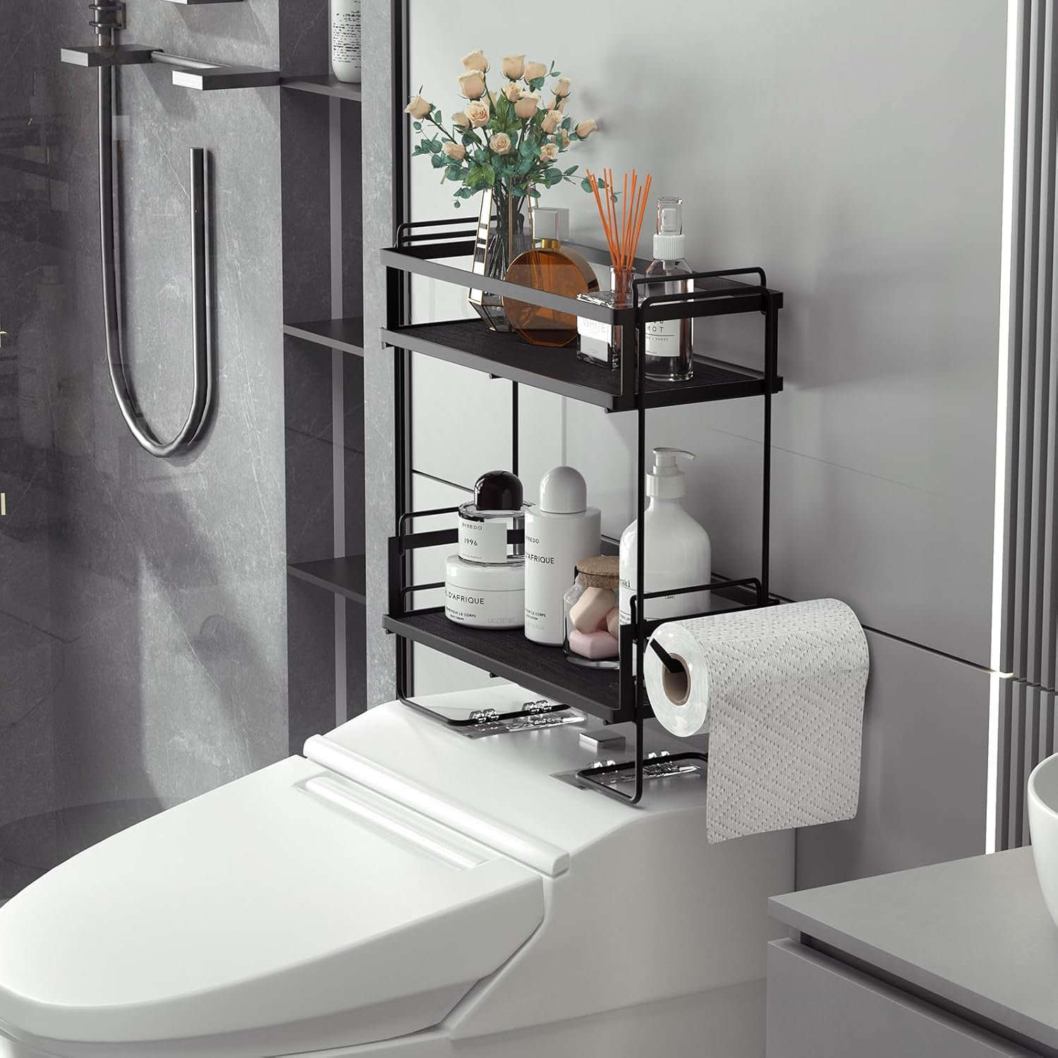 Rebrilliant Wooden 2 Tier Over Toilet Bathroom Storage Rack | Wayfair