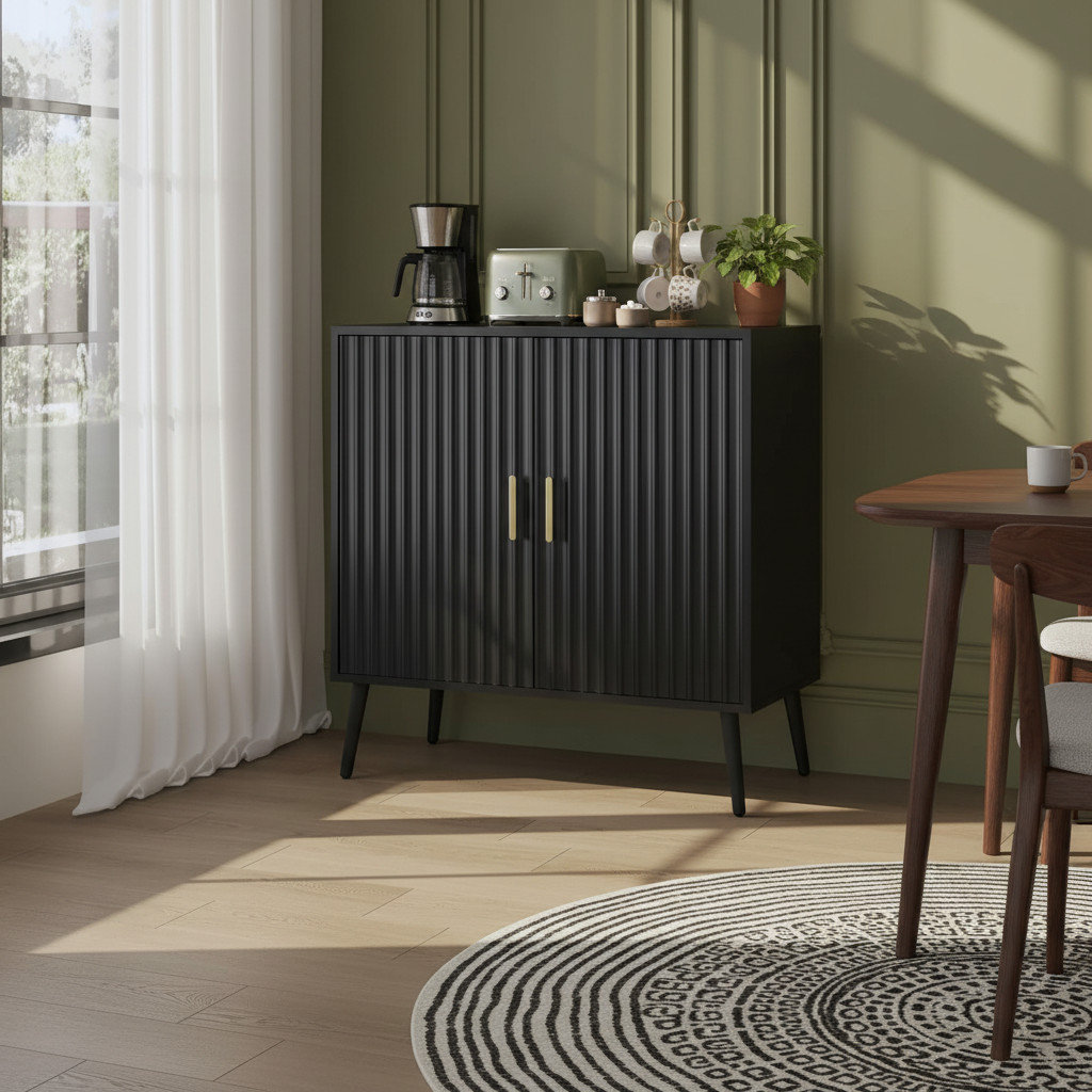 Gracie Oaks Modern Kitchen Storage Cabinet with 1 Drawer and 2 Doors ...