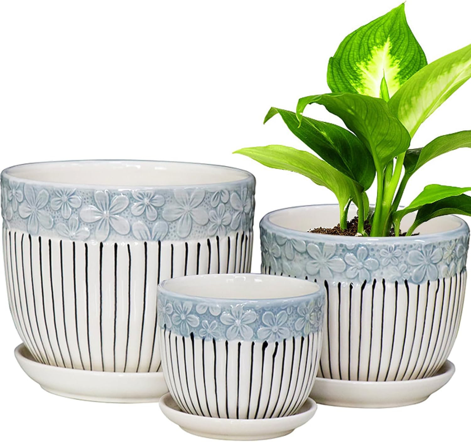 Dakota Fields Ceramic Plant Pots Set Of 3, 6.75/5.6/4.2 Inch Planters ...