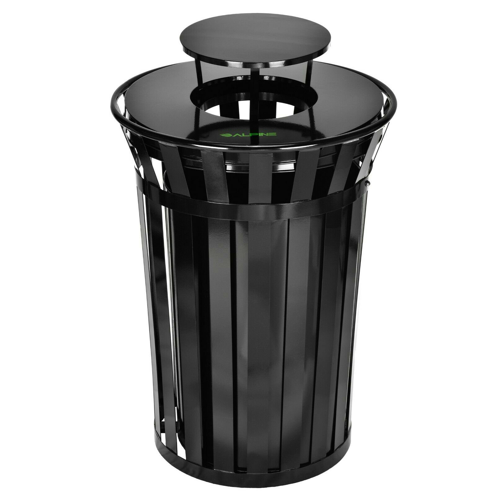 Alpine Industries 38 Gallon Slated Stainless Steel Outdoor Trash Can ...