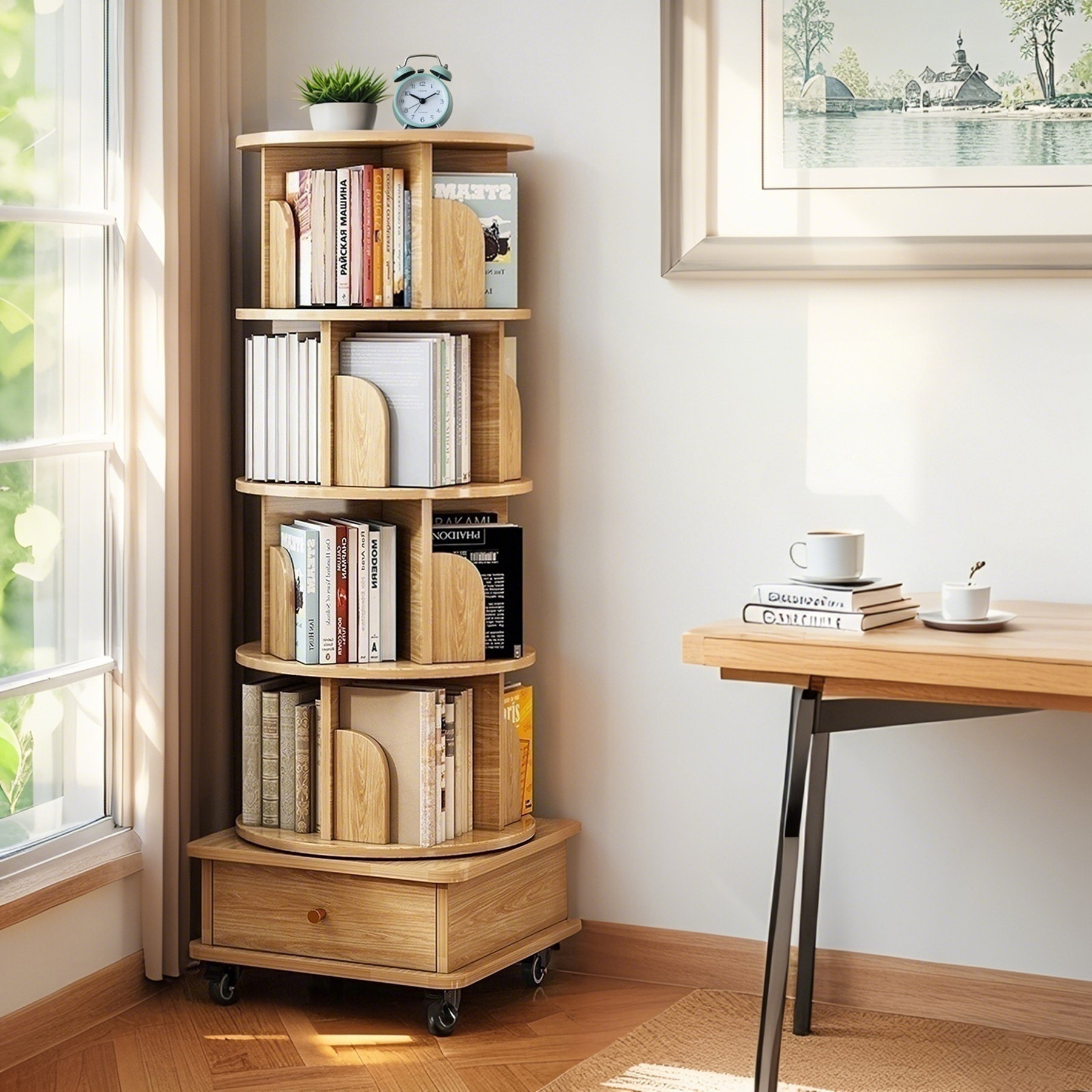 Corrigan Studio® 360° Display Round Spinning Bookshelf | Wayfair