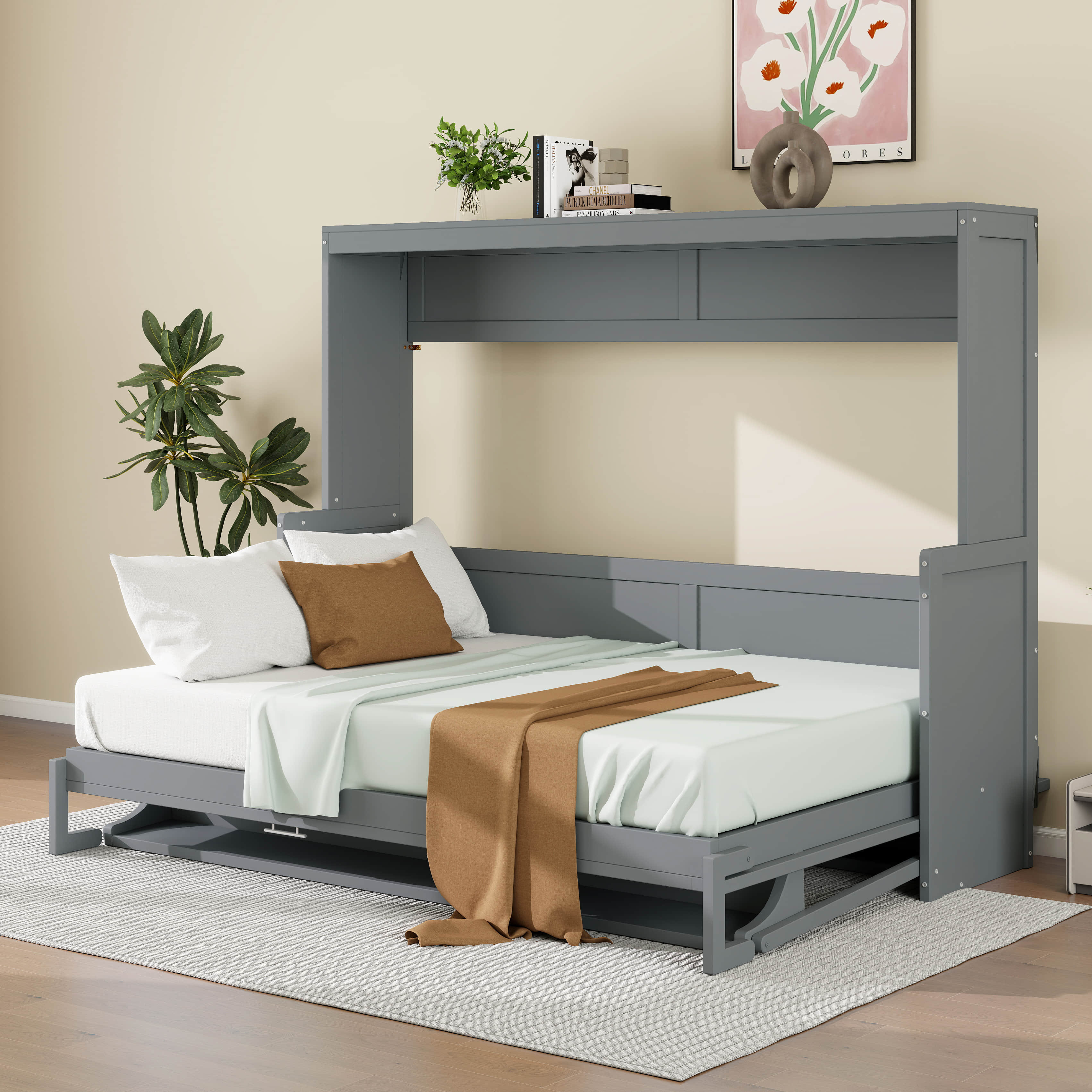 Red Barrel Studio Murphy Bed With Desk, Can Be Folded Into A Cabinet ...