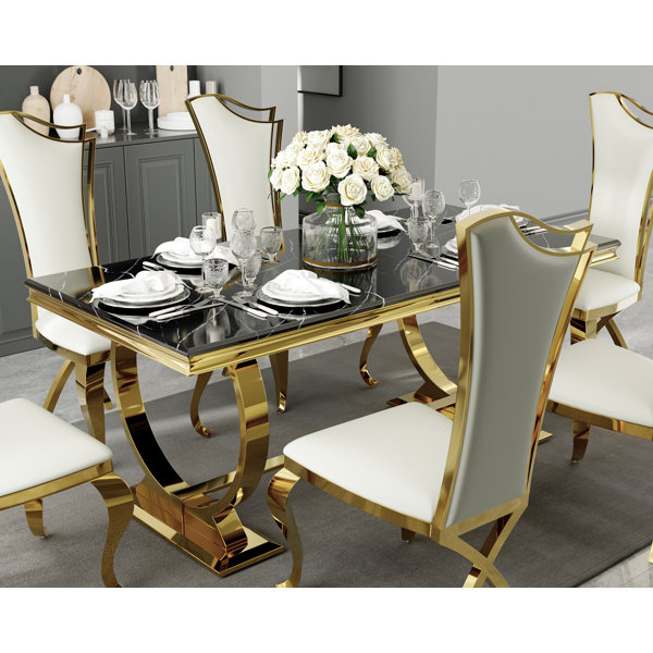 Rosdorf Park Luxury King Chairs Throne White PU Leather Dining Room ...
