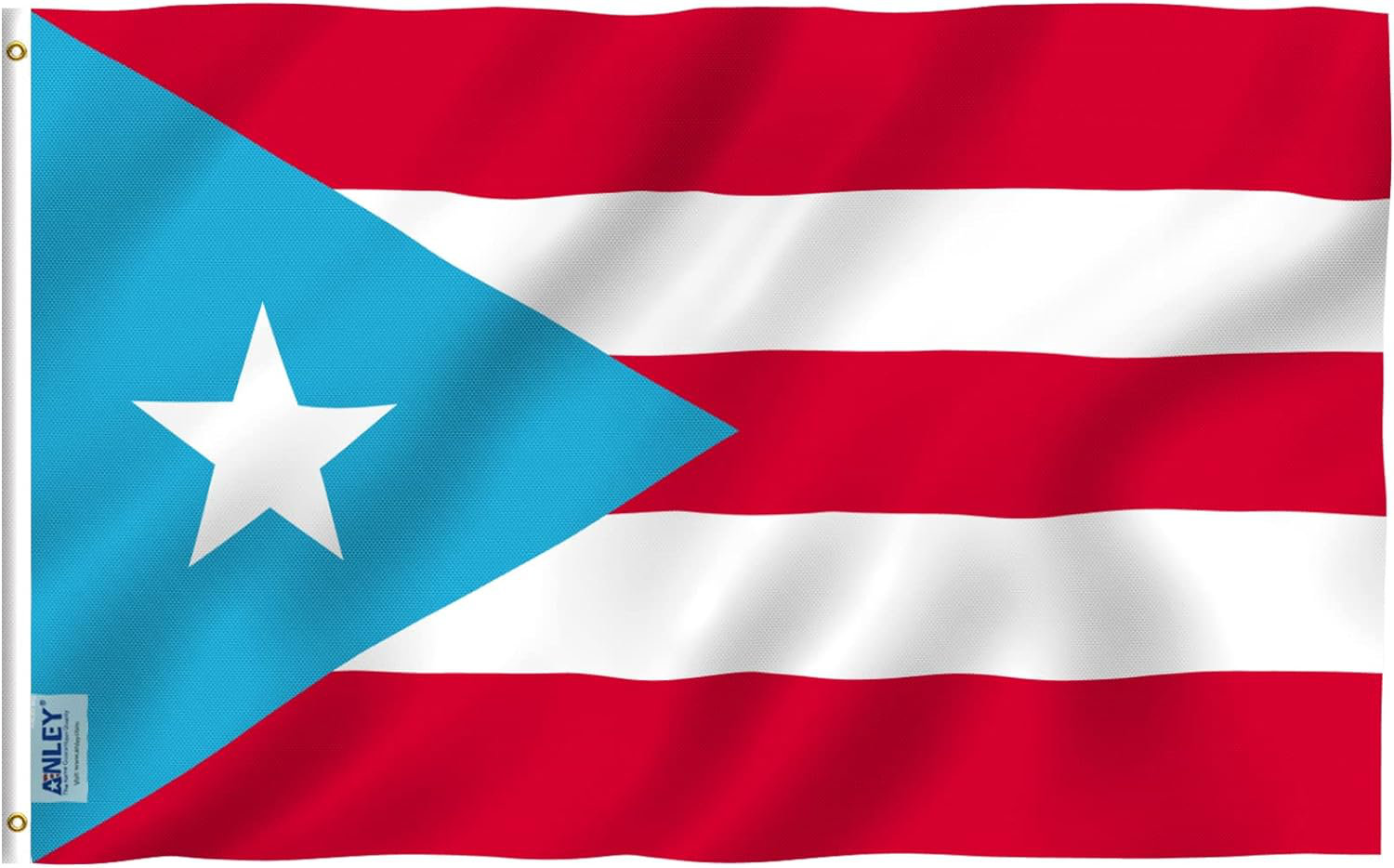 Charlton Home® 36"H X 60"W Light Blue Puerto Rico Flag Polyester House ...