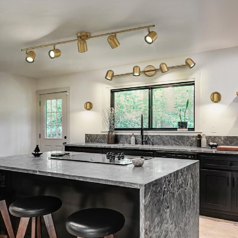 OLHAV 44" Adjustable LED Track Light,Gold Ceiling Track Lighting ...