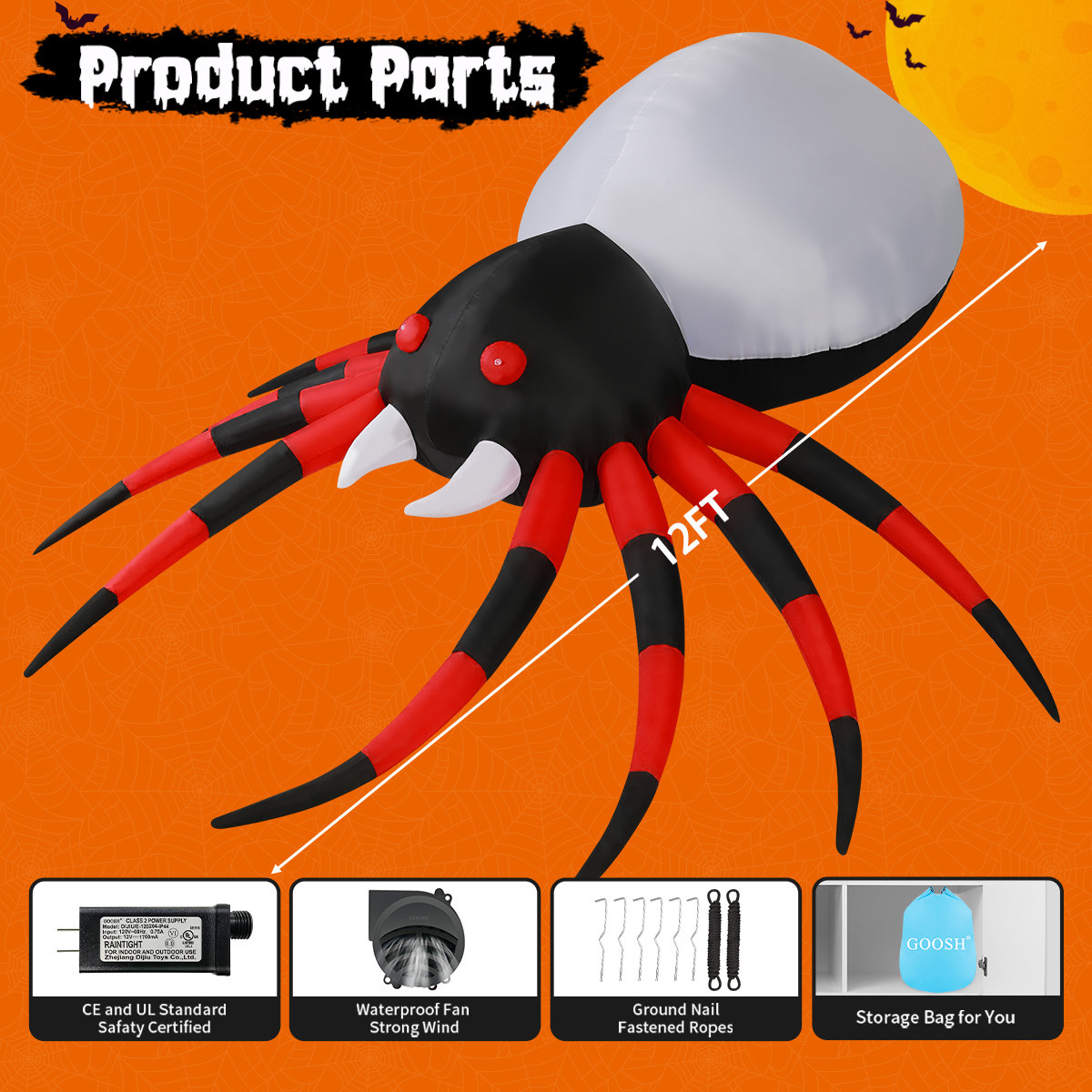 The Holiday Aisle® Halloween Inflatable Halloween Spider Inflatable ...