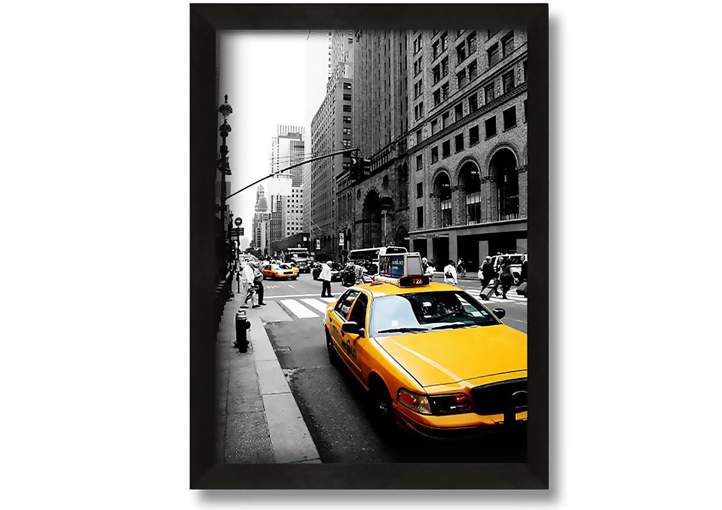 Brayden Studio New York City Yellow Taxi Cab on B N W - Picture Frame ...
