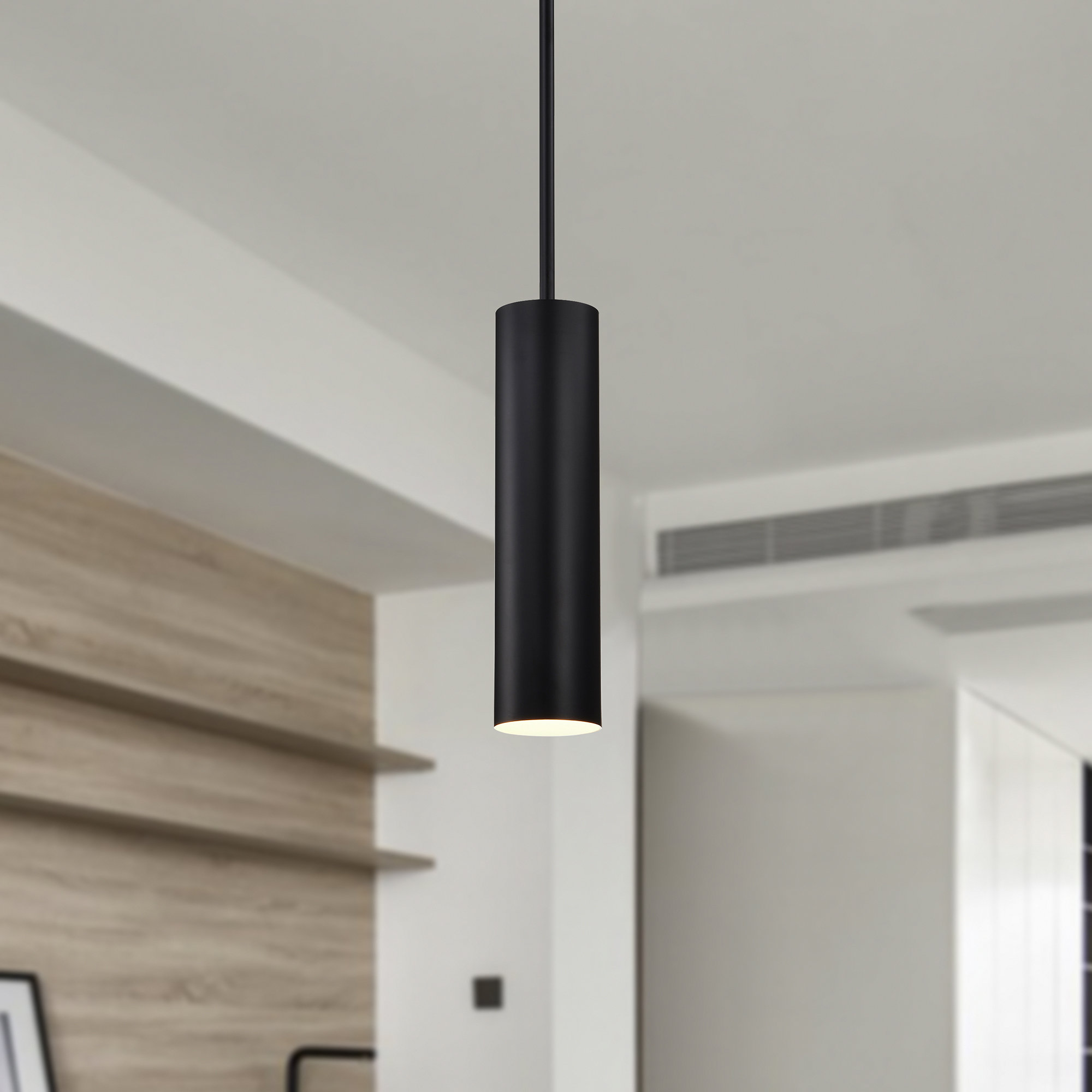Ebern Designs 1-light Matte Black Modern Mini Pendant Light With ...
