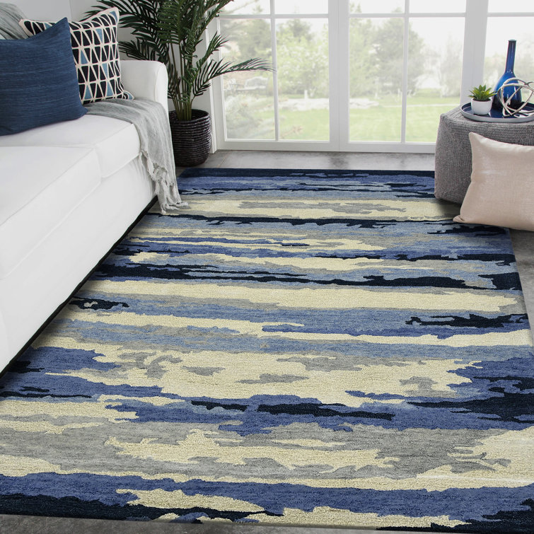 17 Stories Husman Transitional Abstract Handwoven Wool Blend Area Rug ...