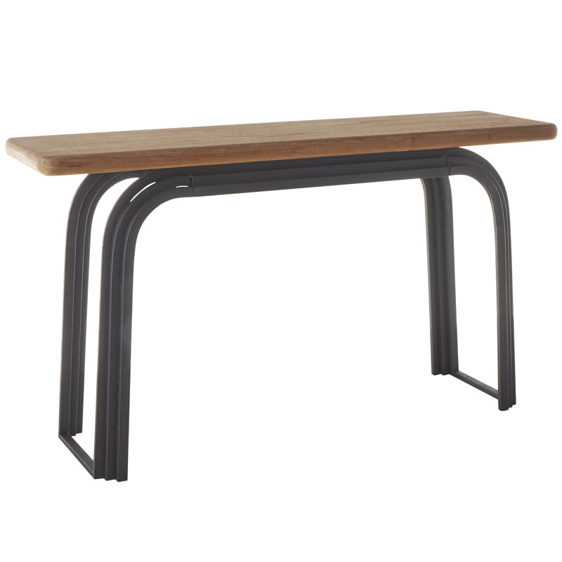 17 Stories Zeki Metal Layered Arch Black Console Table with Brown ...