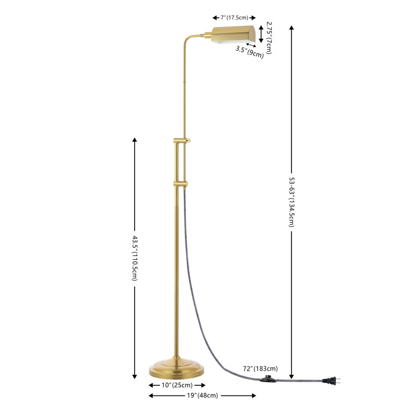 Mercer41 Nandni 63'' Brass Gold Task/Reading Floor Lamp | Wayfair