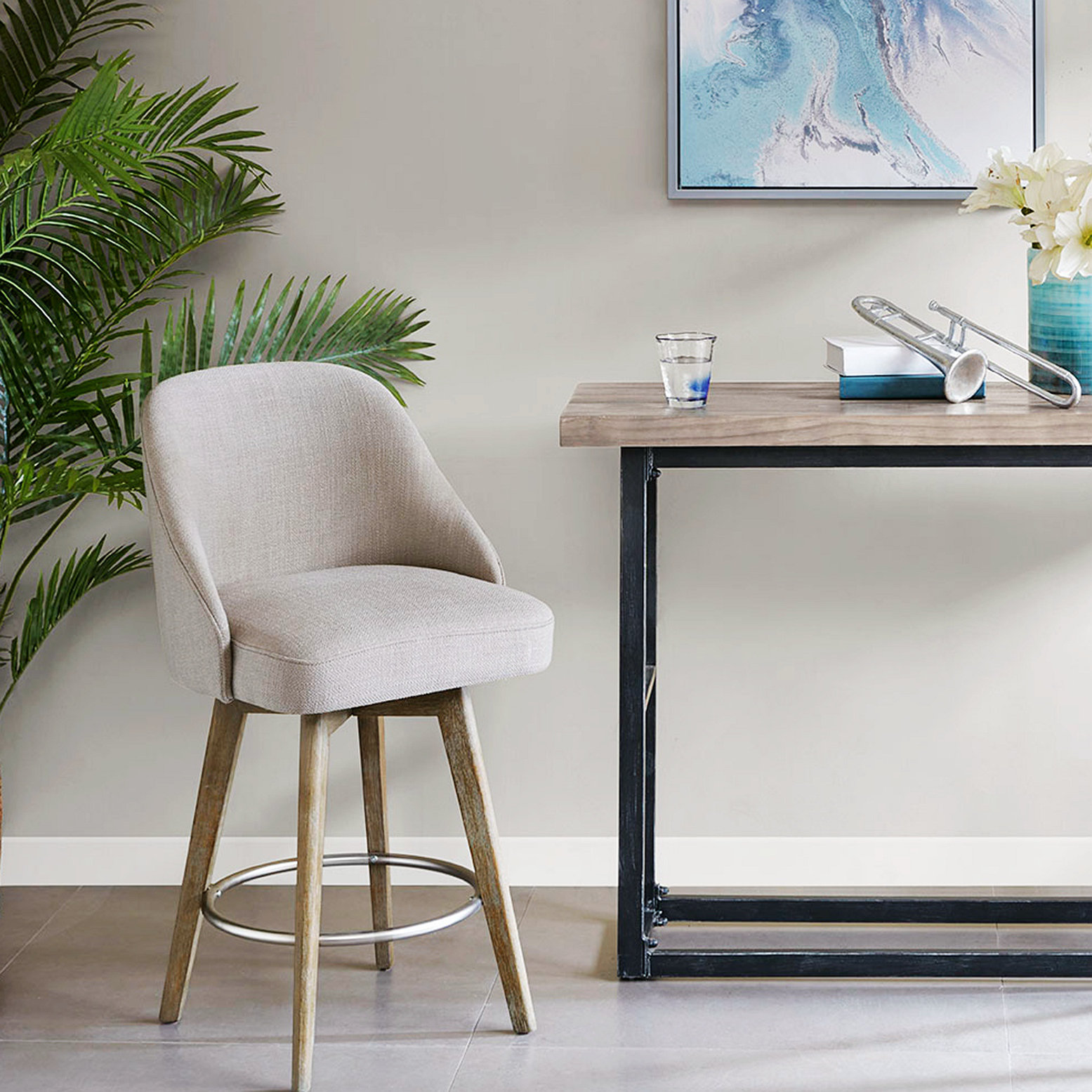 Corrigan Studio® Malia Counter Stool with Swivel Seat | Wayfair