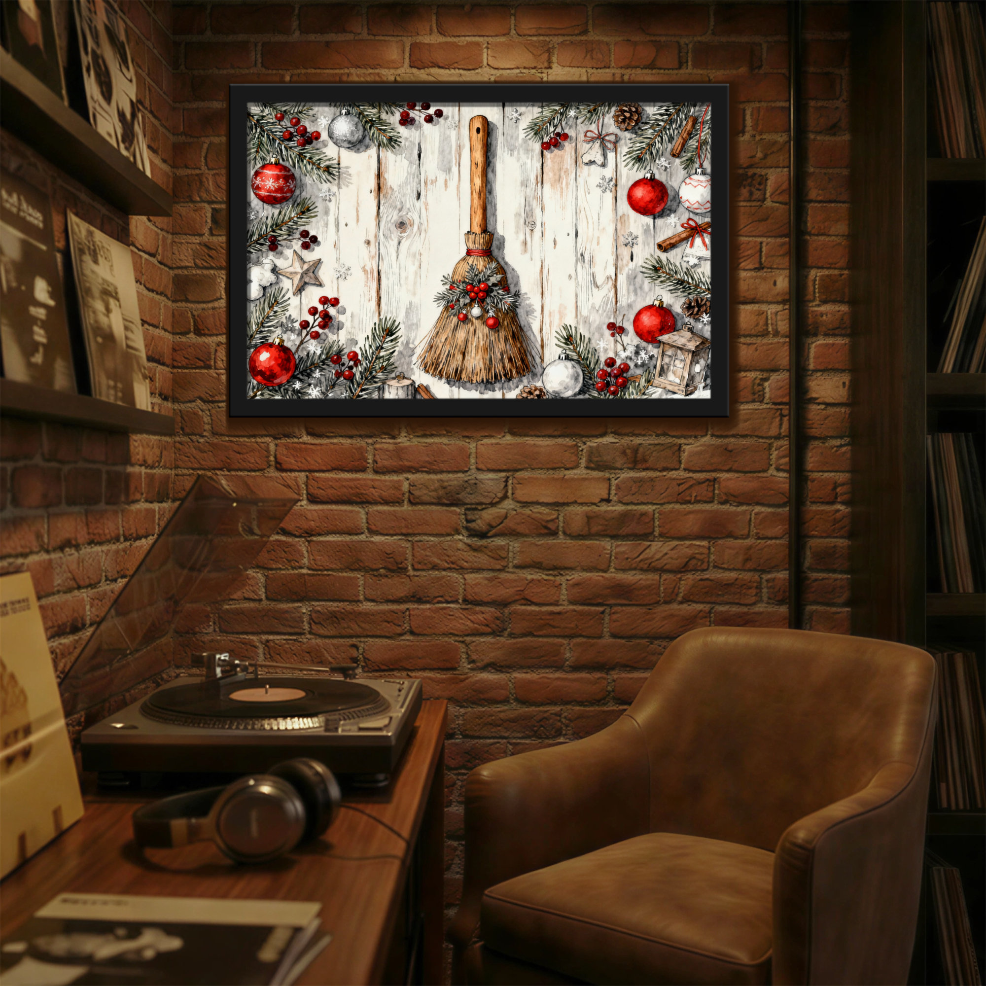 August Grove® Christmas Christmas Broom Holiday Decorative Pattern ...
