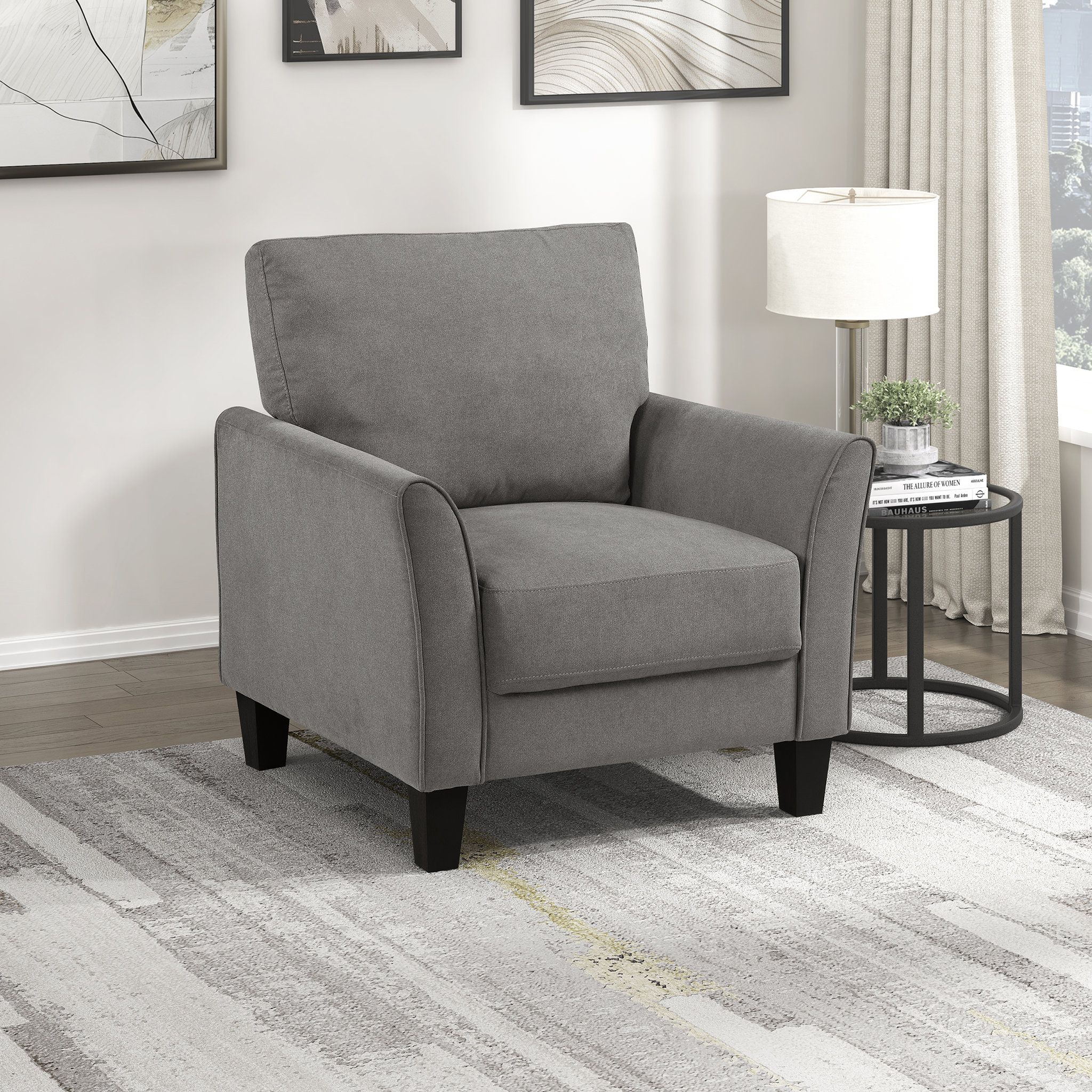 Winston Porter Laffey 34" Modern Upholstered Armchair – Plush Accent ...