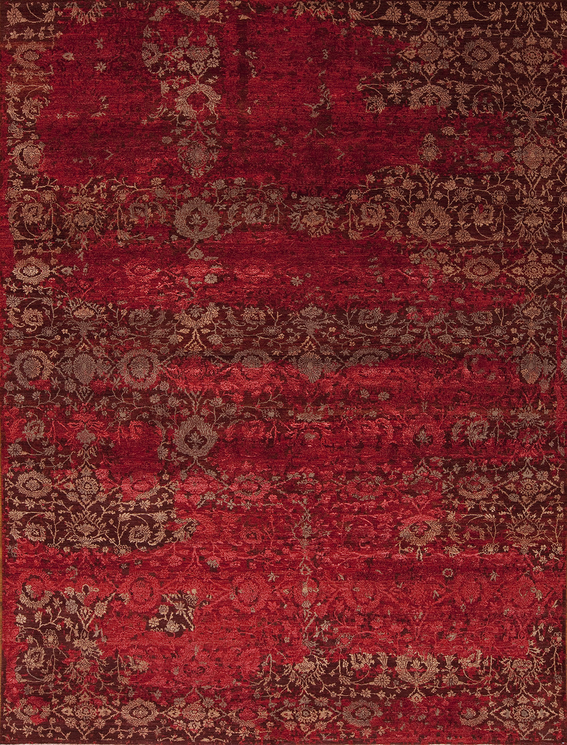Samad Rugs Amour Floral Hand Knotted Wool/Silk Tuscan Red Area Rug ...