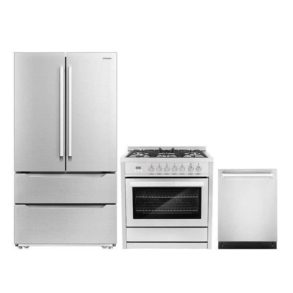 Cosmo 3 Piece Kitchen Package with 36" Dual Fuel Range 24" Dishwasher ...