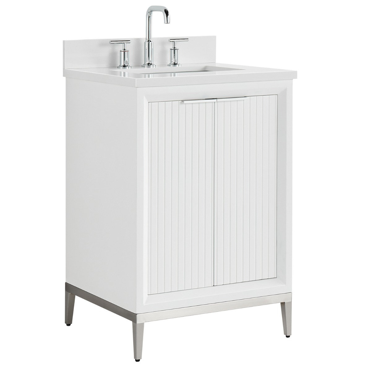 Ivy Bronx Traverse Silver 24" Single Bathroom Vanity with Pure White ...