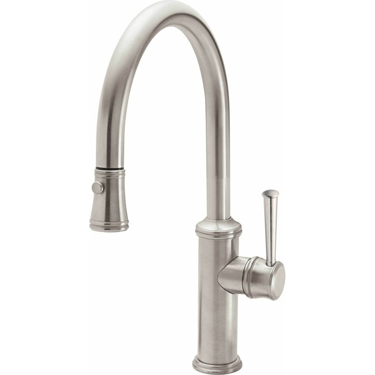 California Faucets Davoli Pull-Down Kitchen Faucet with Button Sprayer ...