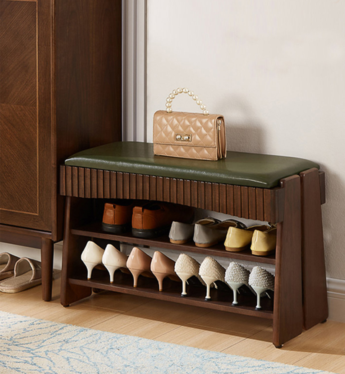 Winston Porter Creative Wooden Shoe Rack And Shoe-Changing Bench For ...