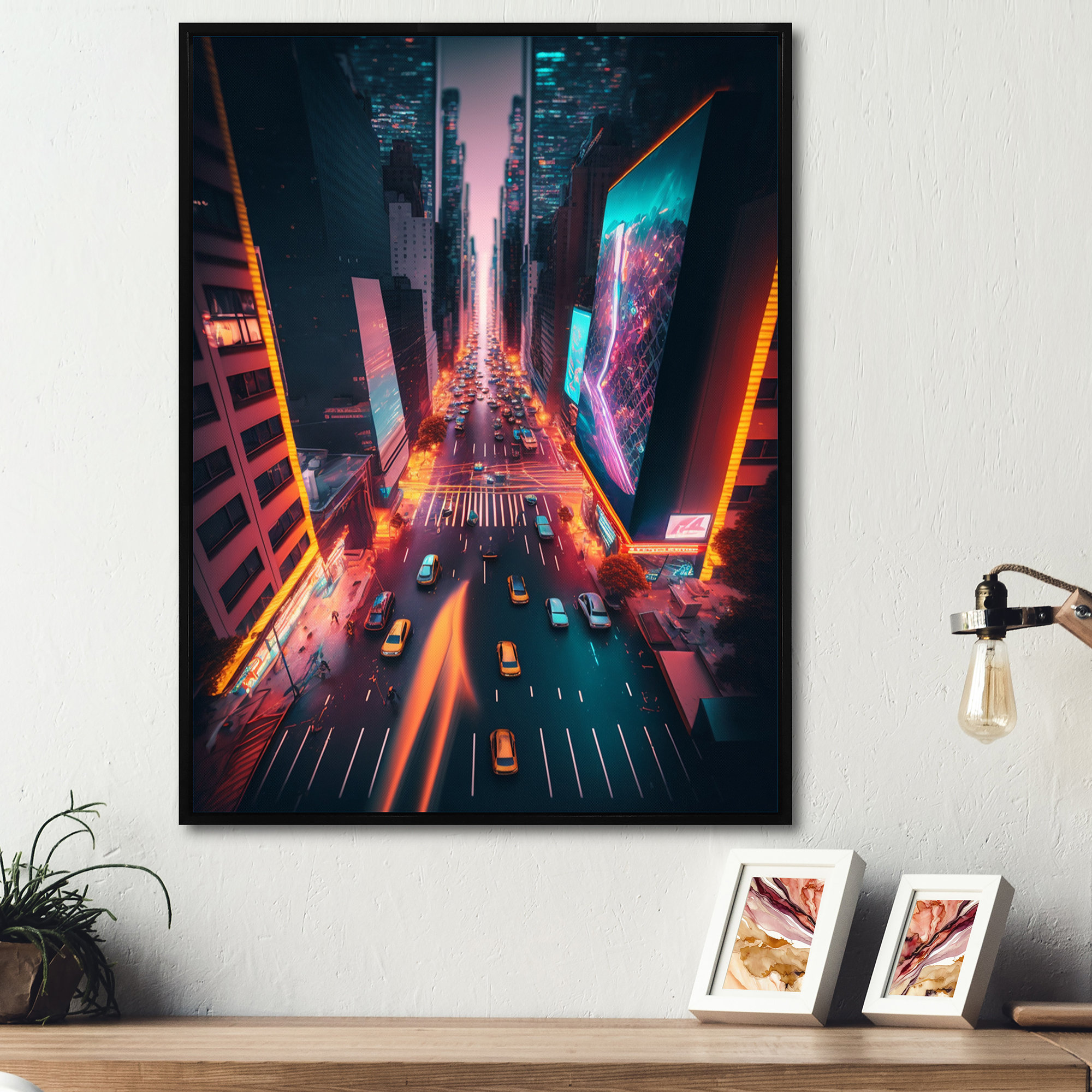 Design Art Futuristic New York City Neon IV - Print on Canvas | Wayfair