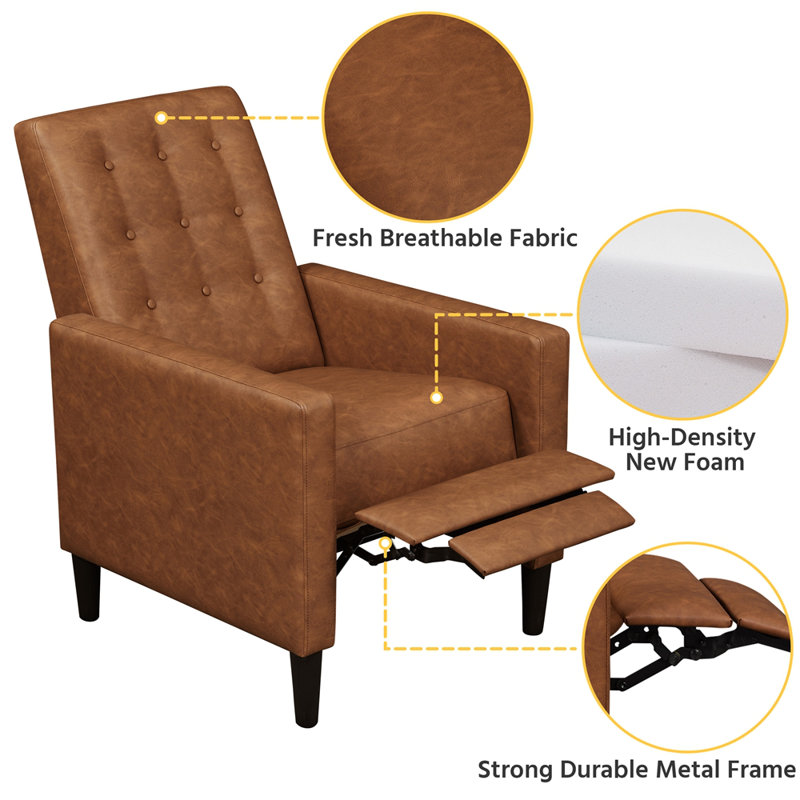 Wade Logan® Artigas Vegan Leather Recliner & Reviews | Wayfair