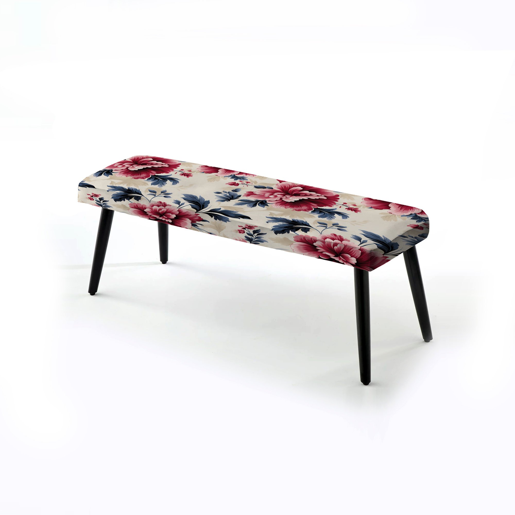 Design Art Pink Love Peonies Damask Poetry - Damask Upholstered Black ...