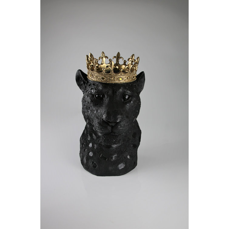 AM-Design Floristik Leopard Black Crown Sculpture | Wayfair.co.uk