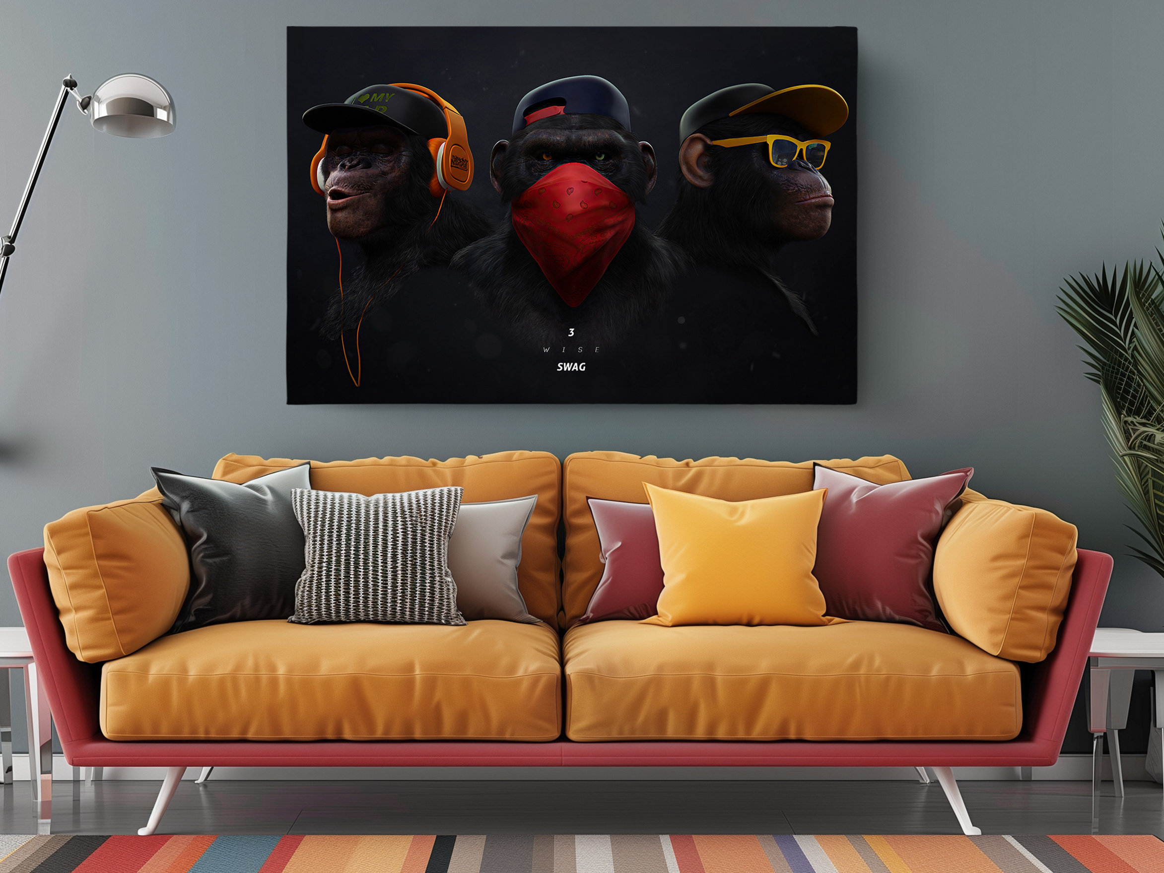 Trinx Wise Monkeys Swag Banksy Monkey Gorilla Chimp Canvas Print ...