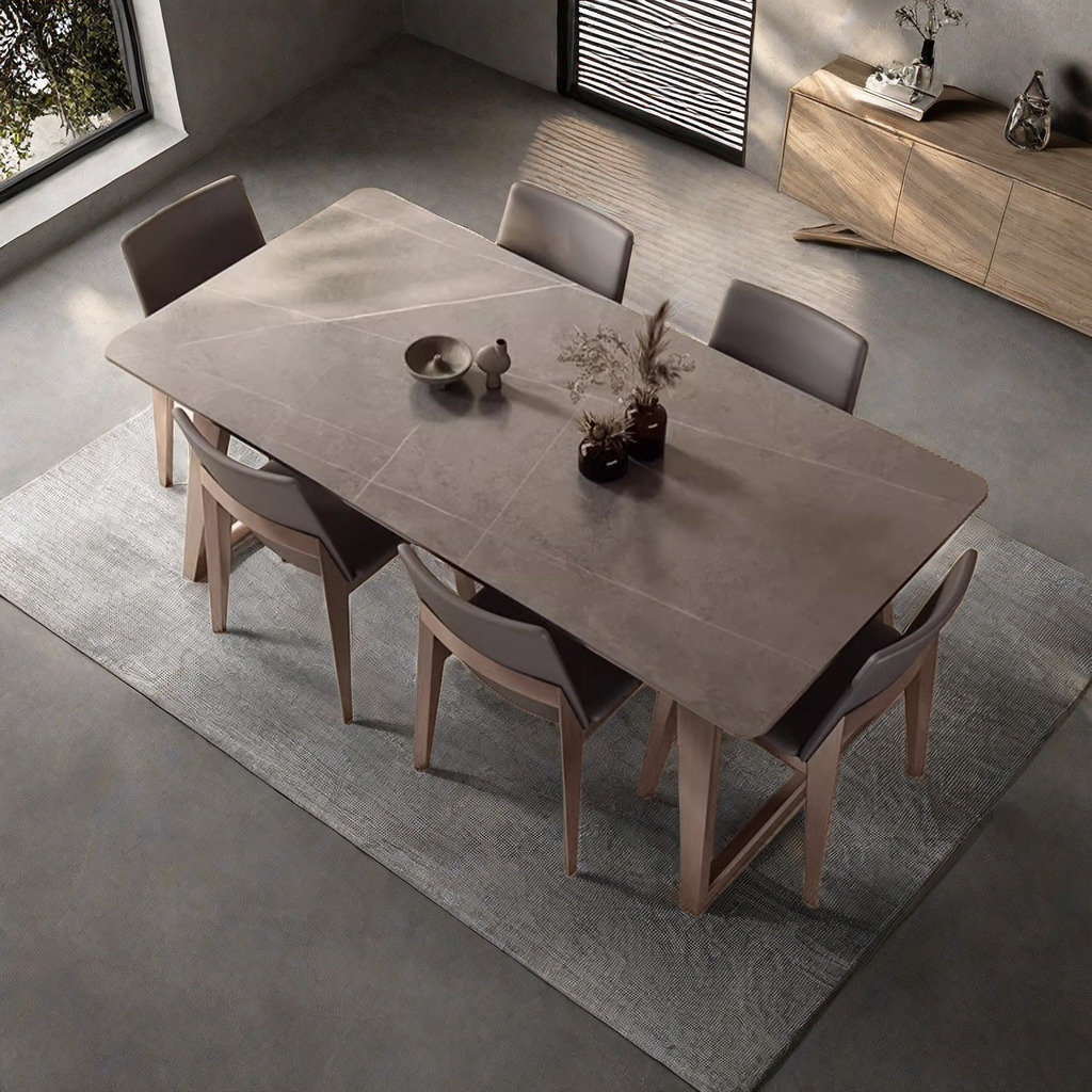 Elysian Haven Furnishings Modern Rock Plate Dining Table And Chairs 7 ...