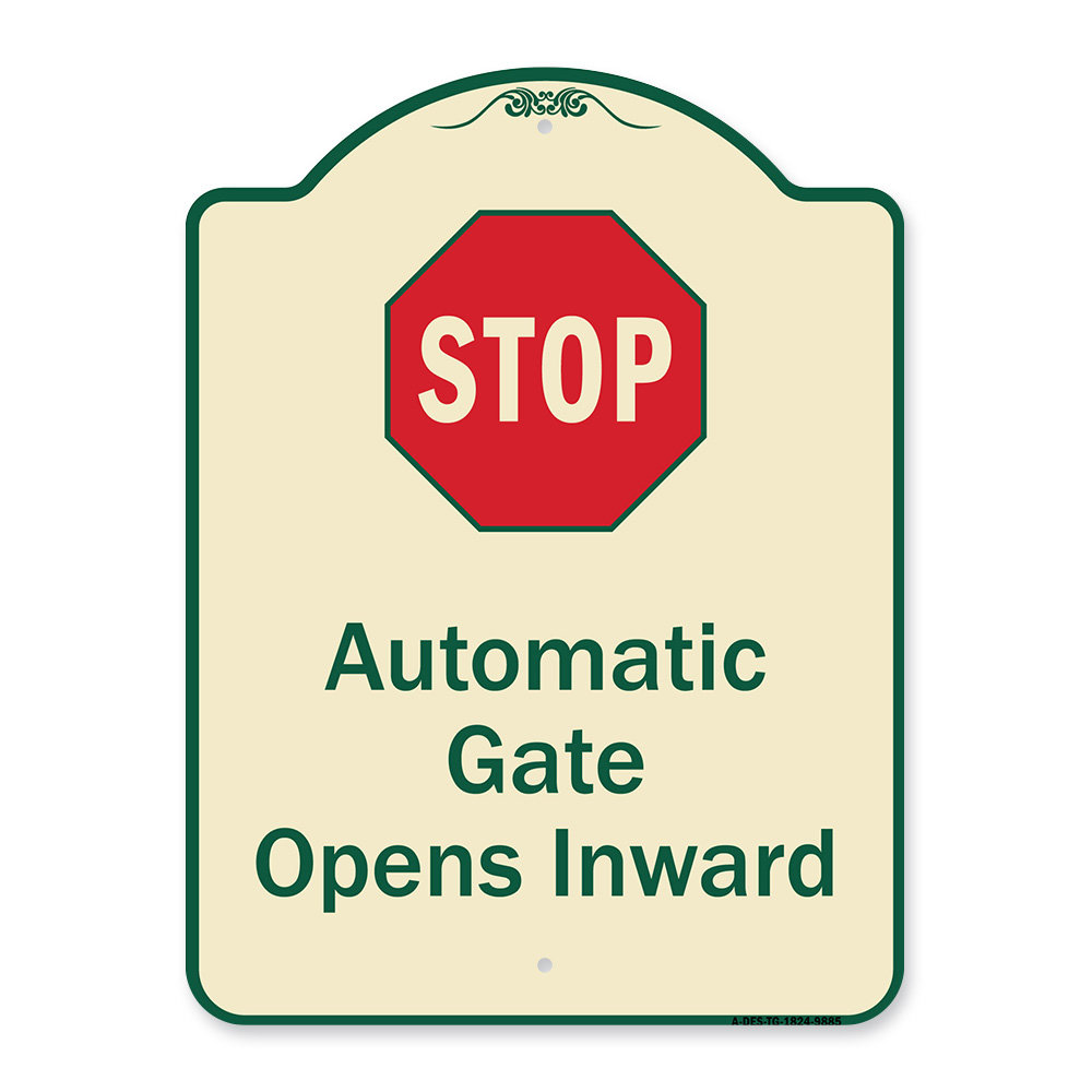 Signmission Designer Series Sign - Stop, Automatic Gate, Opens Inward ...