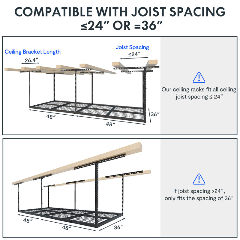 Rebrilliant Maryorie Ceiling Mounted Overhead Steel Garage Storage ...