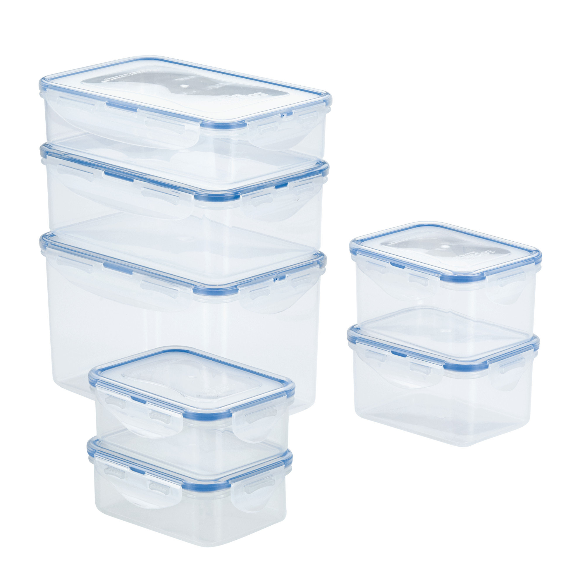 LocknLock Easy Essentials Rectangular Food Storage Container Set, 14 ...